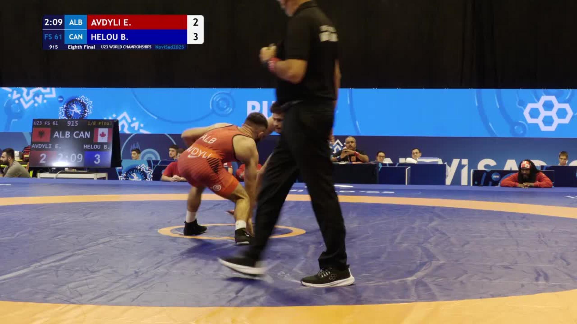 Endrio AVDYLI (ALB) vs. Blayne Pascal HELOU (CAN) | U23 WORLD ...