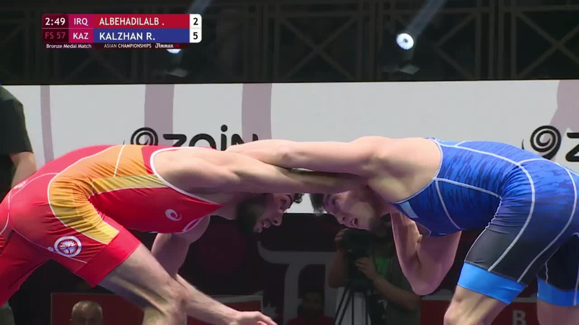 Husein Khudhur Jasim ALBEHADILALBORS (IRQ) vs. Rakhat KALZHAN (KAZ) | ASIAN WRESTLING ...