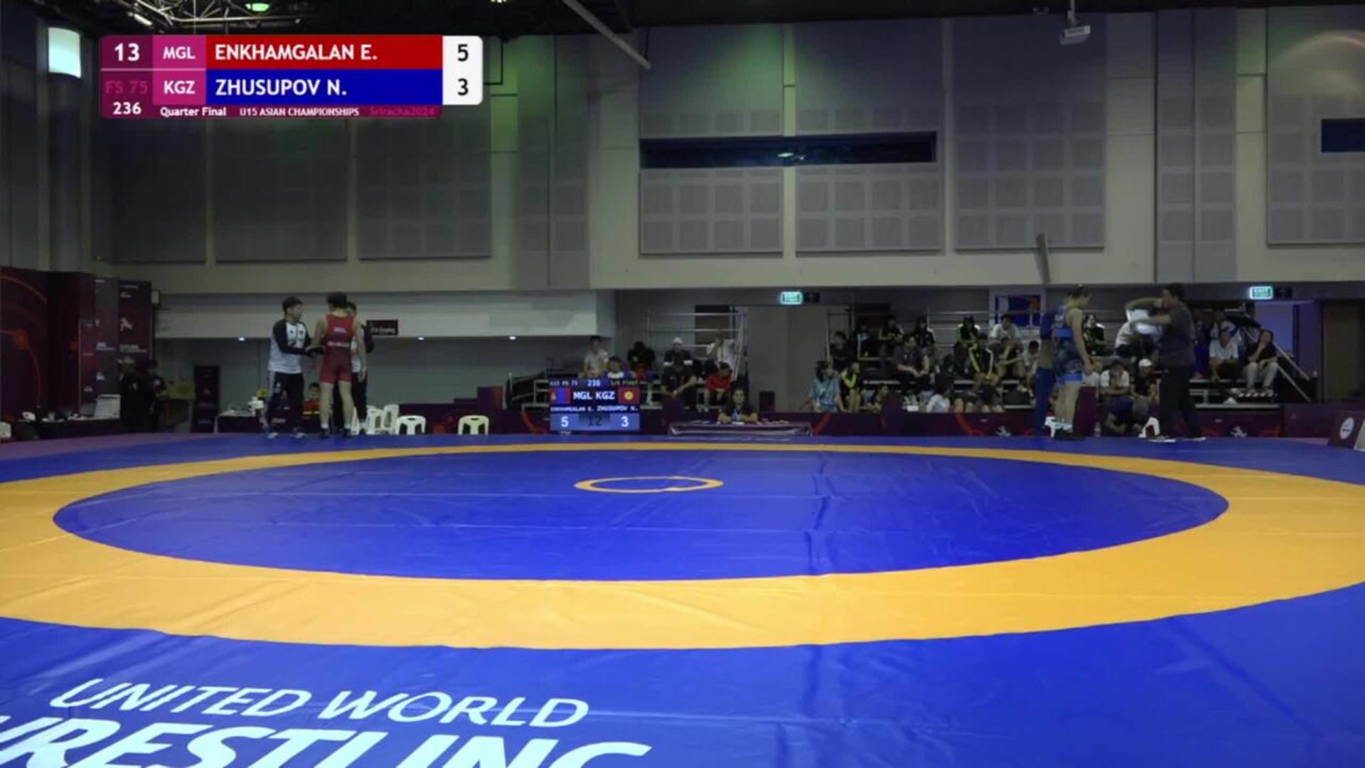 Erkhes ENKHAMGALAN (MGL) vs. Nurali Khan ZHUSUPOV (KGZ) | U15 ASIAN ...