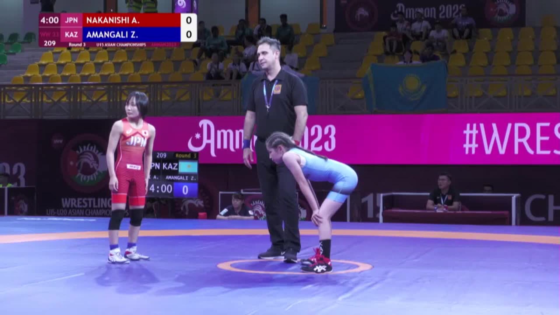 Round 3 • U15 WW 33Kg • An NAKANISHI (JPN) vs. Zhanargul AMANGALI (KAZ)