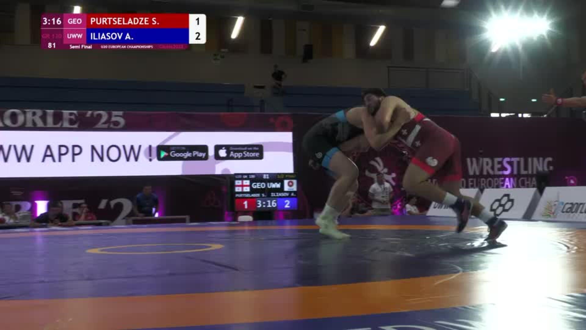 Saba PURTSELADZE (GEO) vs. Ali ILIASOV (UWW) | U20 EUROPEAN ...