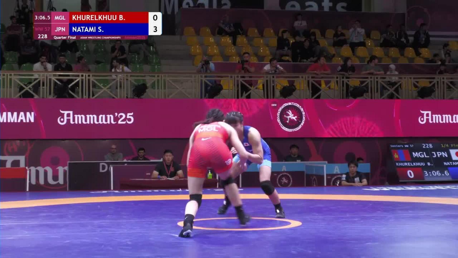Bolortuya KHURELKHUU (MGL) vs. Sara NATAMI (JPN) | ASIAN WRESTLING CHAMPIONSHIPS 2025 | Quarter ...