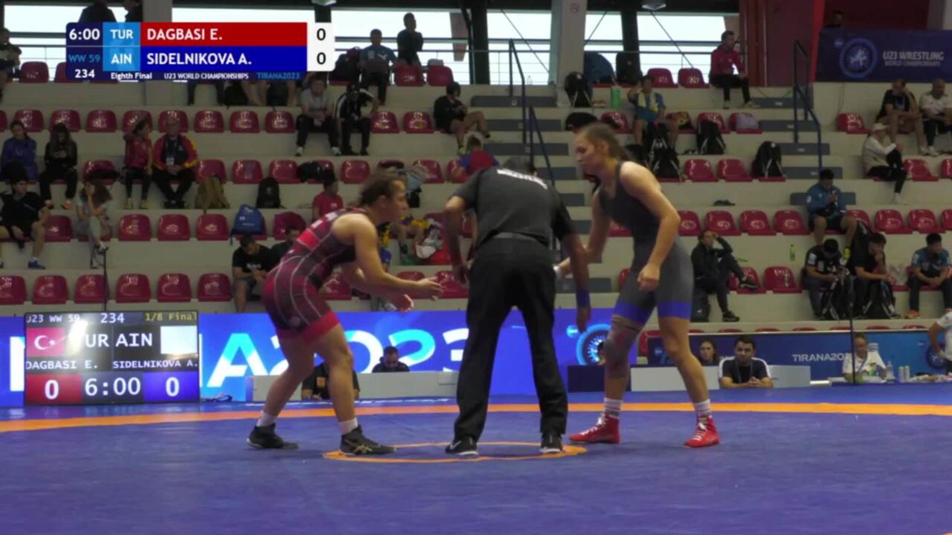 Ebru DAGBASI (TUR) vs. Anastasiia SIDELNIKOVA (AIN) | U23 World Championships 2023 | Eighth ...