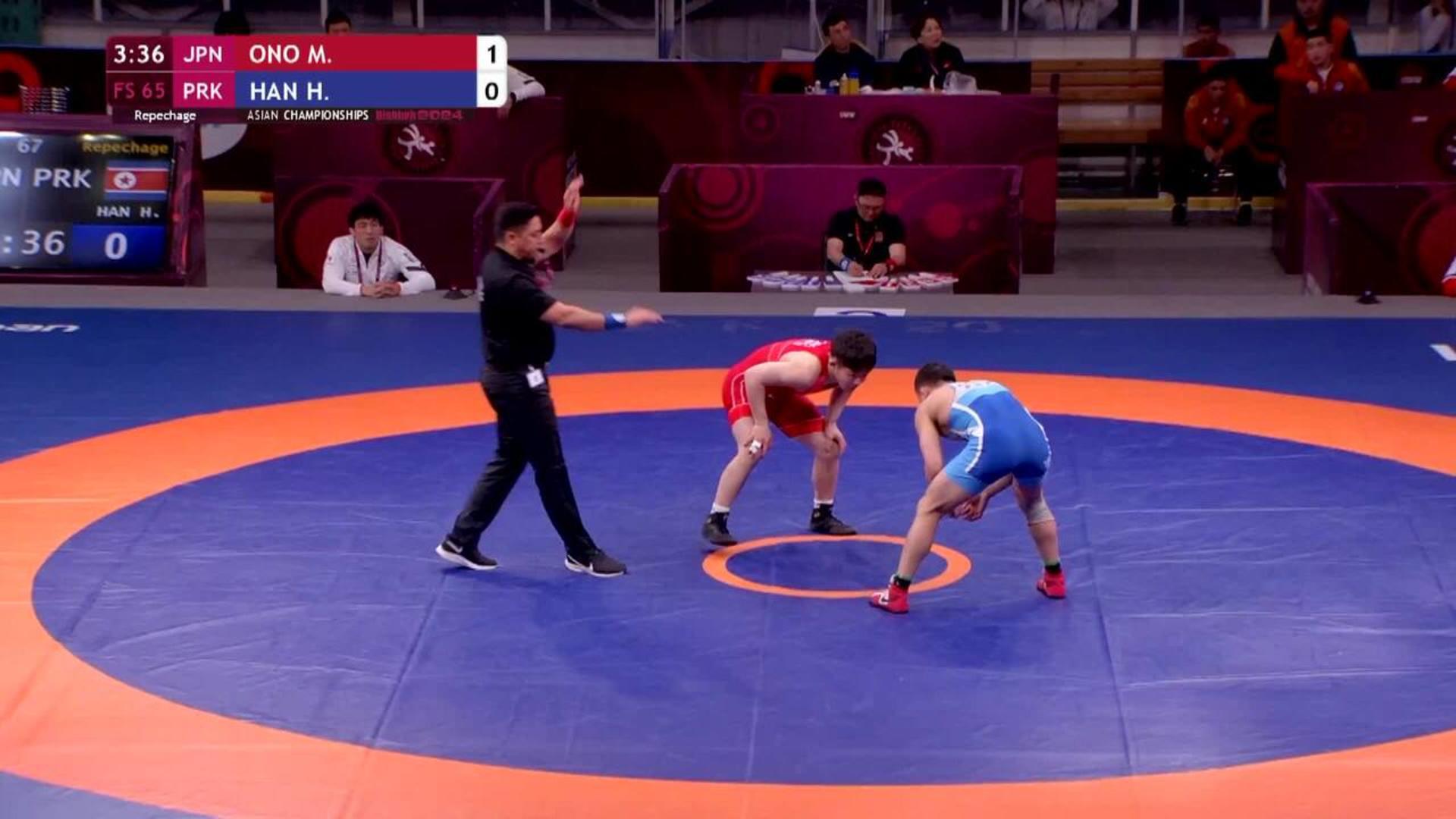 Masanosuke ONO (JPN) vs. Hyon Song HAN (PRK) | 2024 Seniors Asian ...