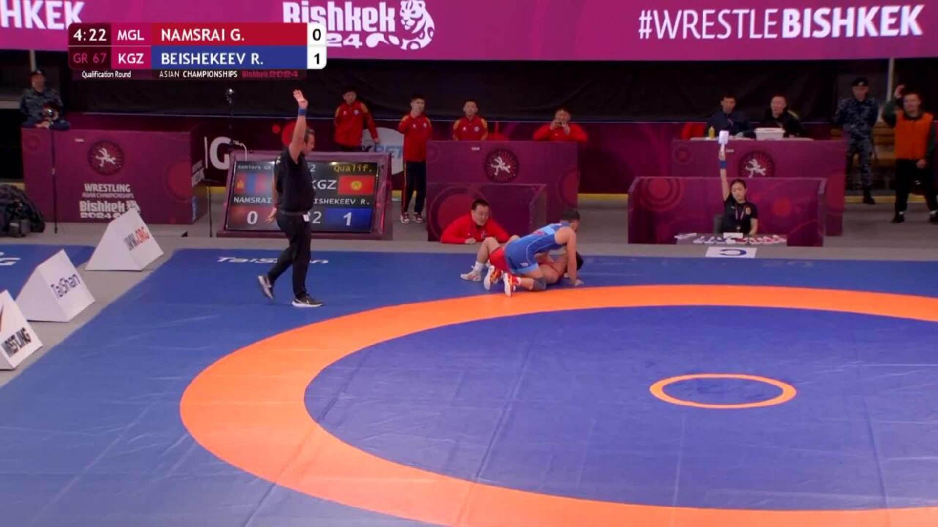 Ganbayar NAMSRAI (MGL) vs. Razzak BEISHEKEEV (KGZ) | 2024 Seniors Asian ...