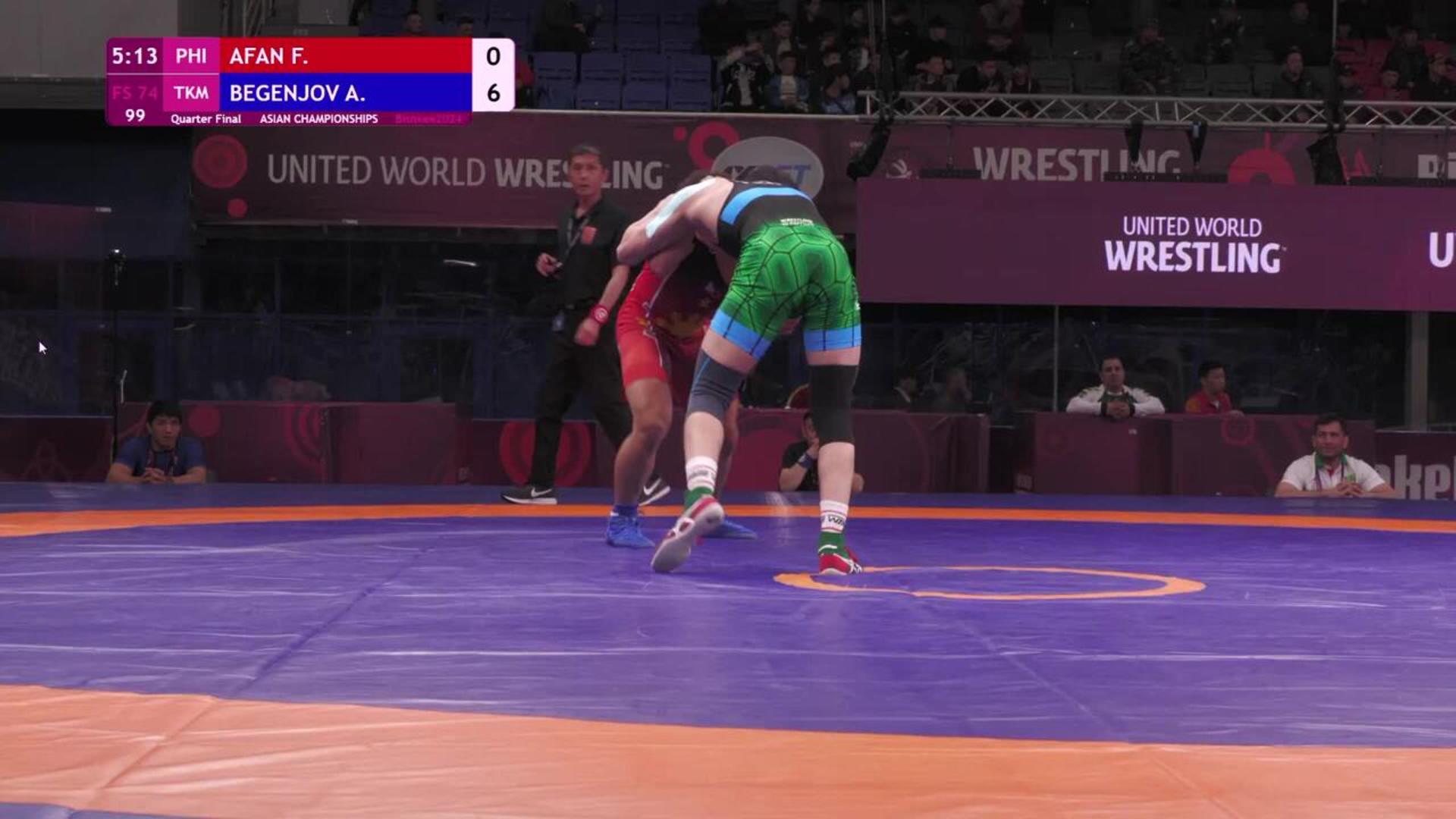 Fierre Proudhon AFAN (PHI) vs. Alp Arslan BEGENJOV (TKM) | 2024 Seniors ...