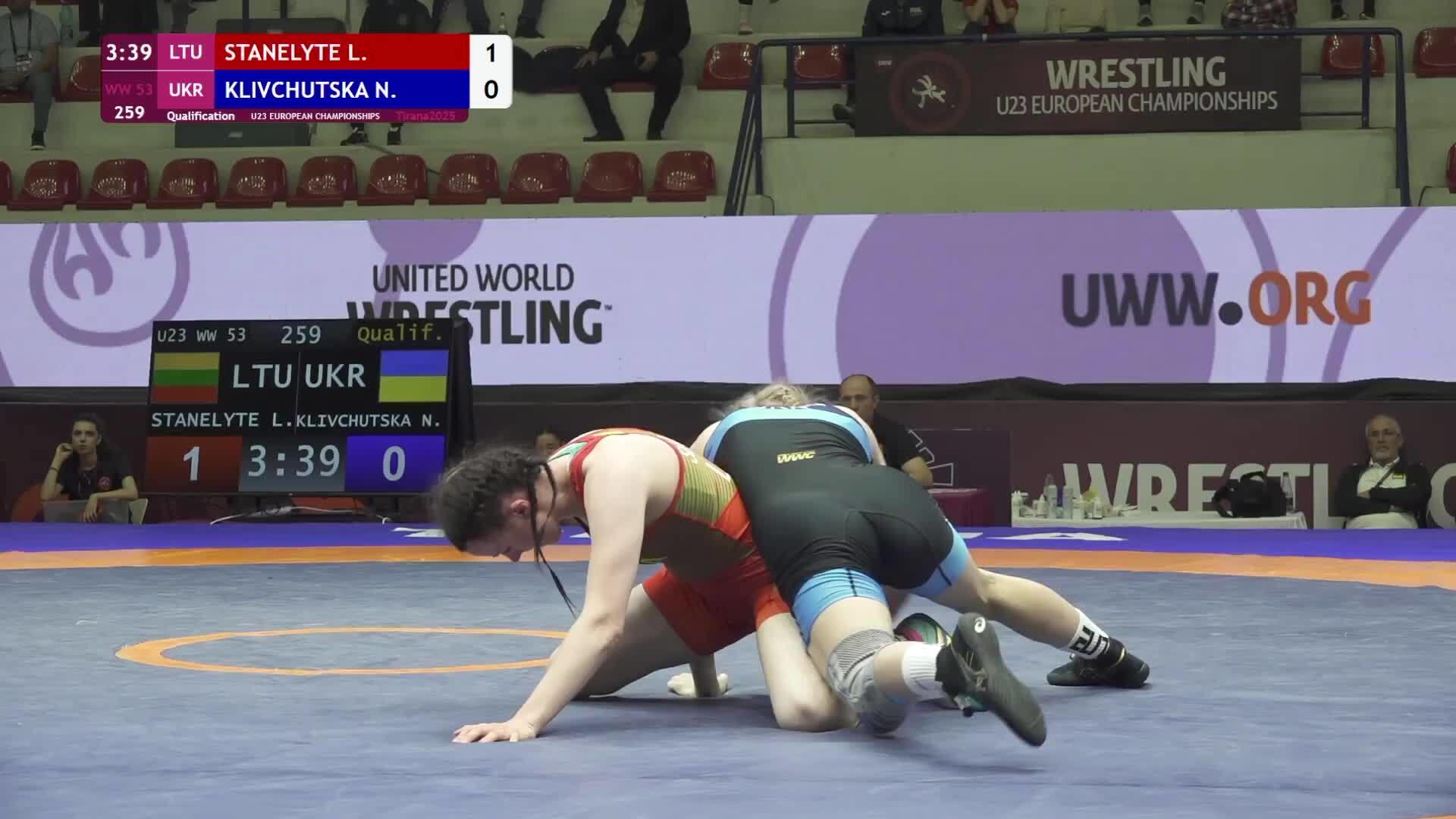 Laura STANELYTE (LTU) vs. Nataliia KLIVCHUTSKA (UKR) | U23 EUROPEAN CHAMPIONSHIPS 2025 ...