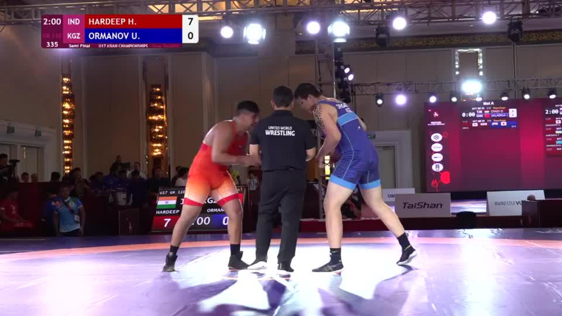 Hardeep HARDEEP (IND) vs. Umar ORMANOV (KGZ) | U17 ASIAN CHAMPIONSHIPS ...