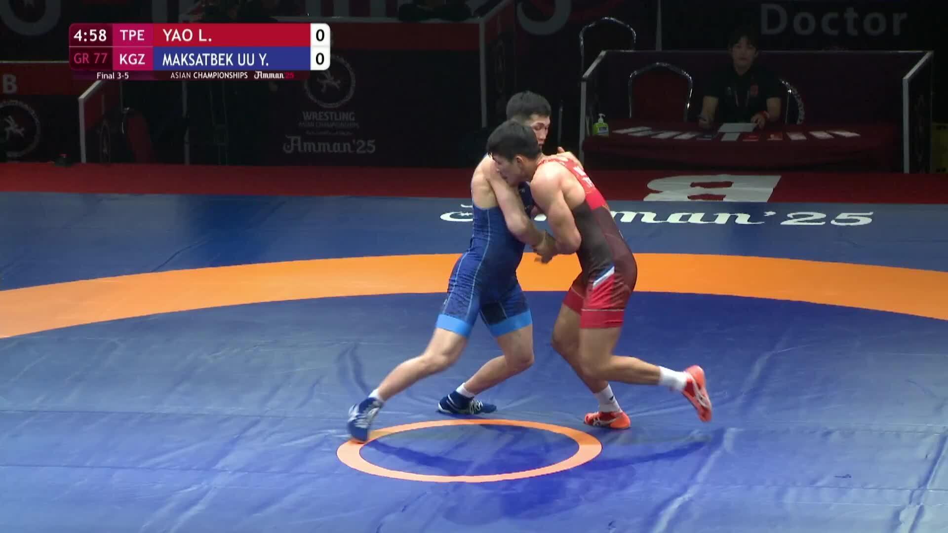 Lai Hsing YAO (TPE) vs. Yryskeldi MAKSATBEK UULU (KGZ) | ASIAN WRESTLING CHAMPIONSHIPS 2025 ...