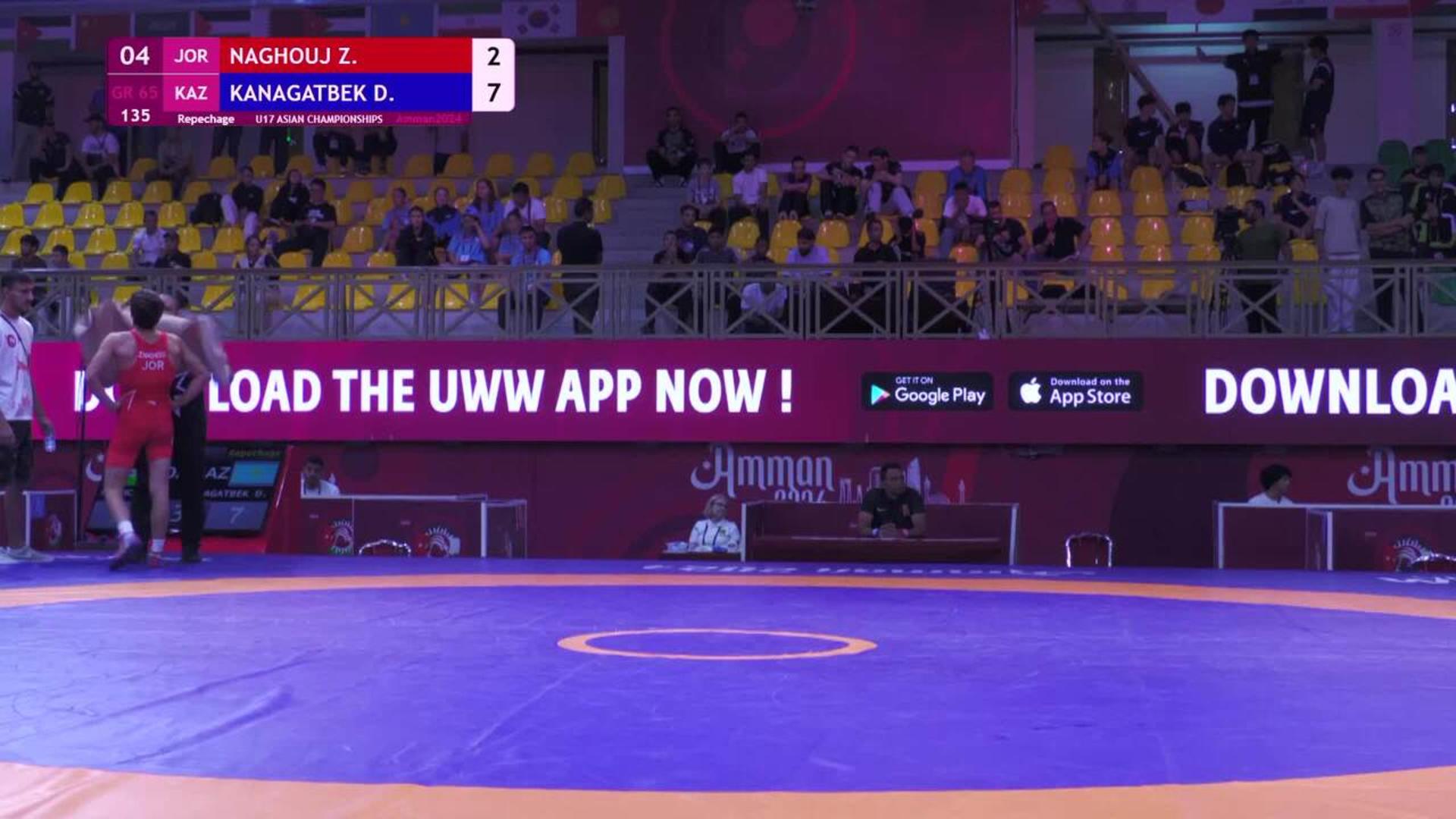 Zaid Hatem Mohd Salim NAGHOUJ (JOR) vs. Daniyar KANAGATBEK (KAZ) | U17 ...