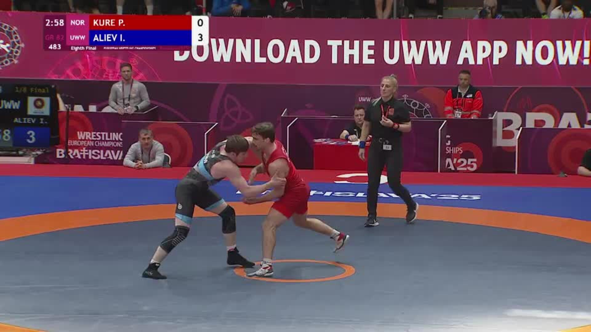 Per Anders KURE (NOR) vs. Islam Ismailovich ALIEV (UWW) | EUROPEAN WRESTLING CHAMPIONSHIPS 2025 ...