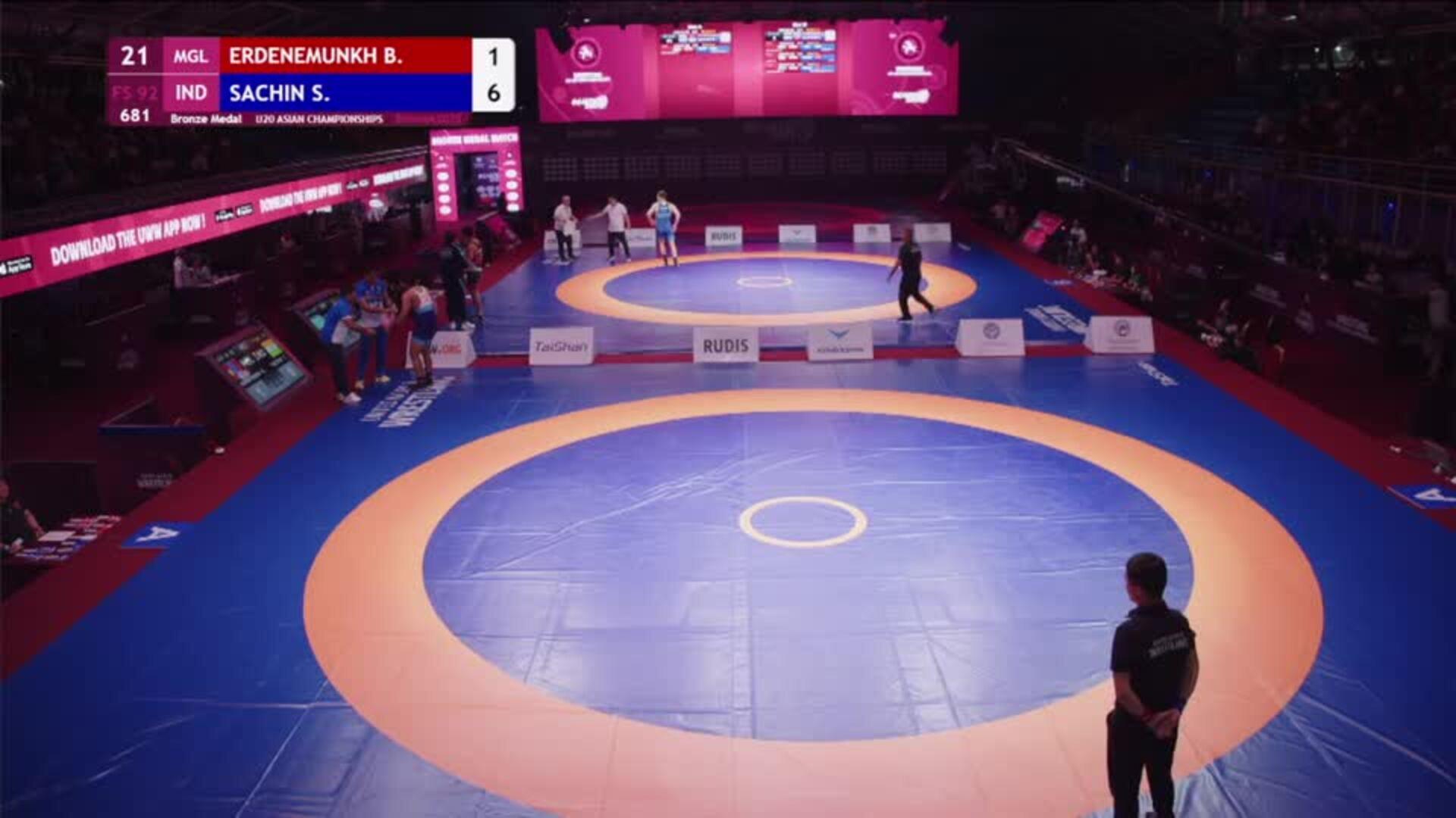 Bayarbaatar ERDENEMUNKH (MGL) vs. Sachin SACHIN (IND) | U20 ASIAN ...