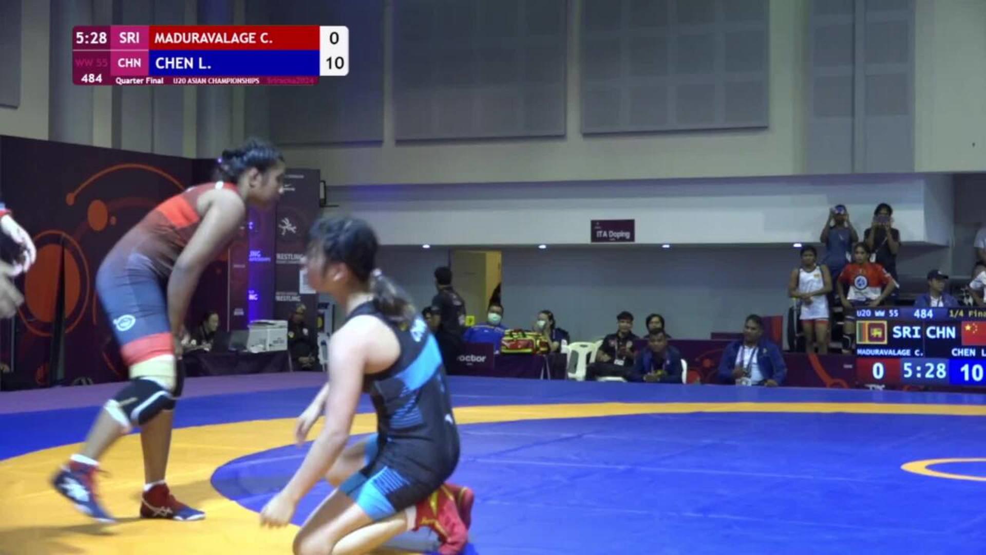 Chamodya Keshani MADURAVALAGE DON (SRI) vs. Liuxuan CHEN (CHN) | U20 ASIAN CHAMPIONSHIPS 2024 ...
