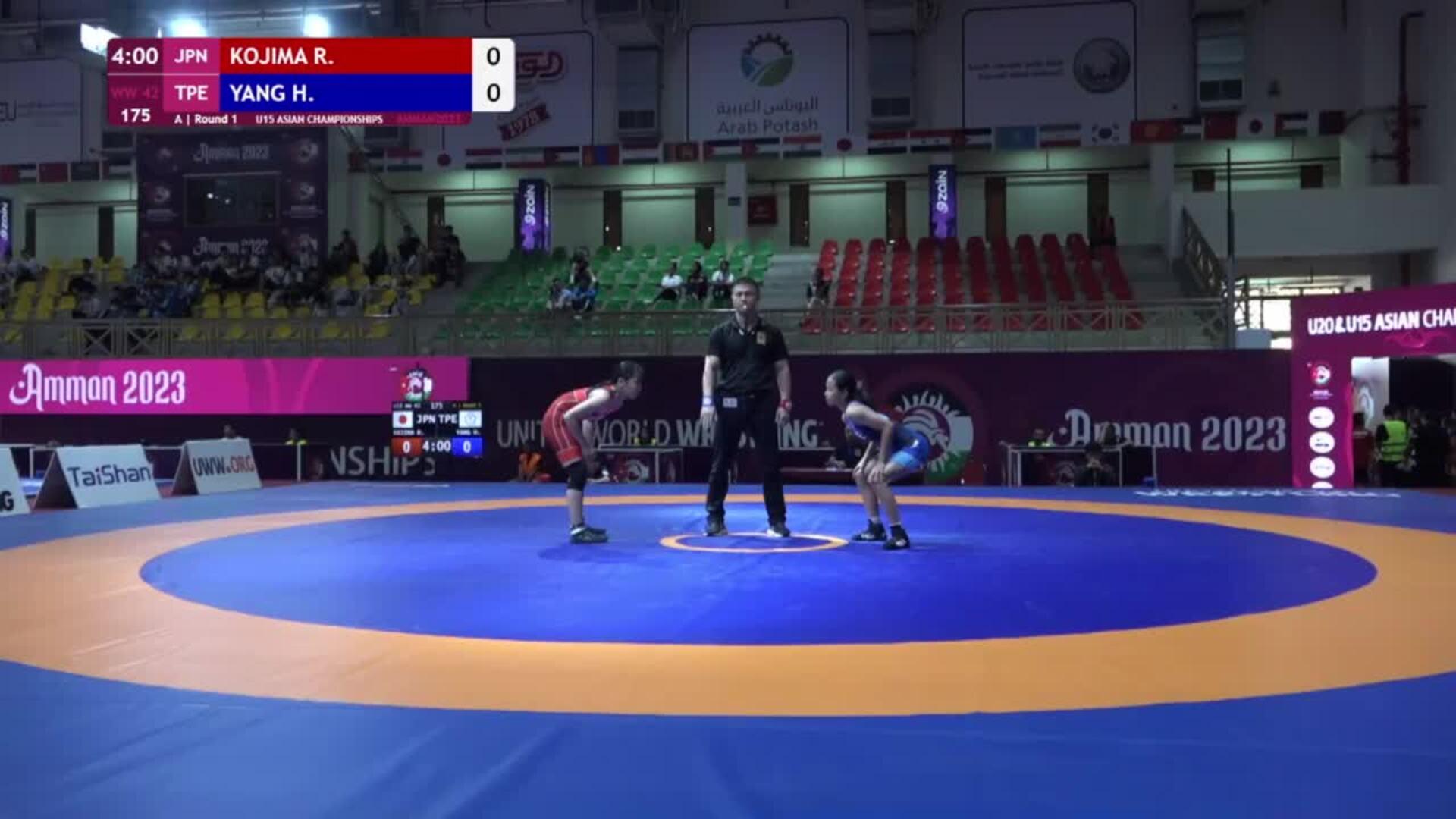 A | Round 1 • U15 WW 42Kg • Reisa KOJIMA (JPN) vs. Hsiang Han YANG (TPE)