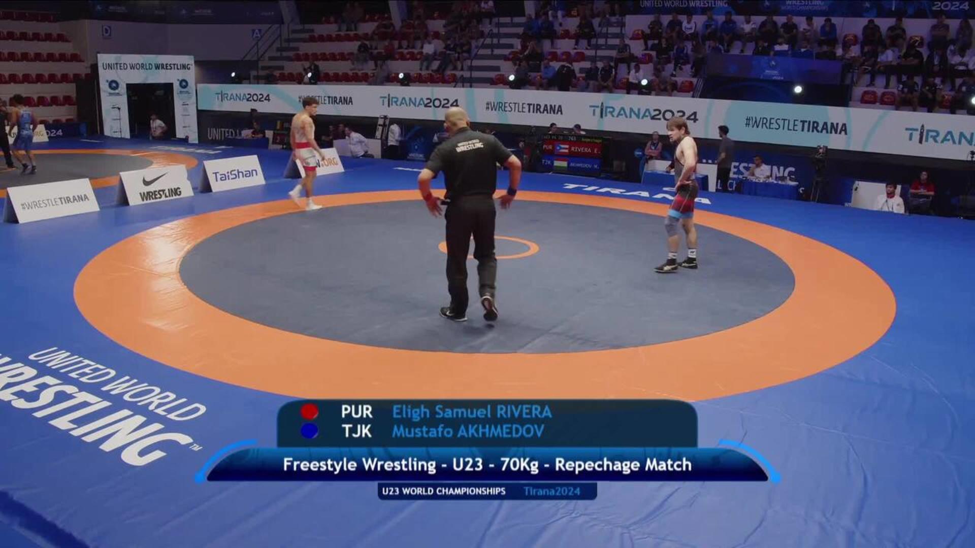 Eligh Samuel RIVERA (PUR) vs. Mustafo AKHMEDOV (TJK) | 2024 U23 World ...