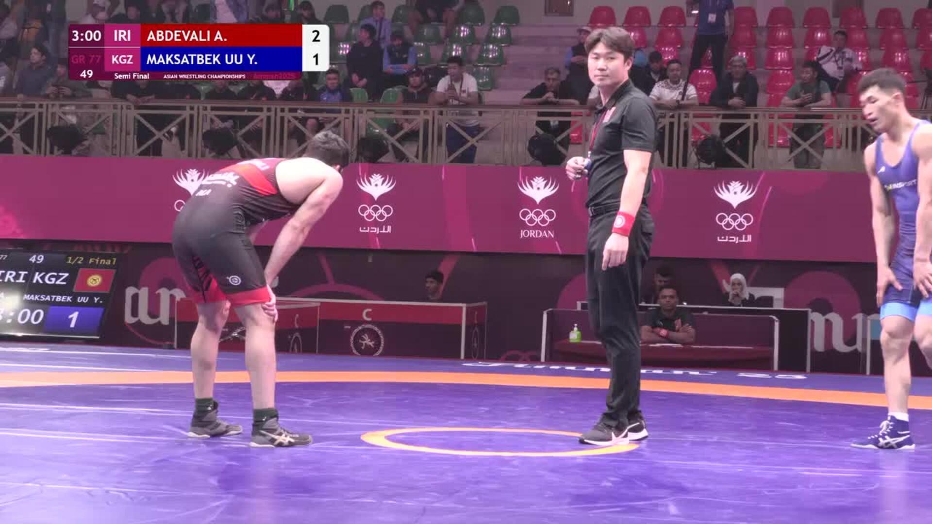 Alireza Morad ABDEVALI (IRI) vs. Yryskeldi MAKSATBEK UULU (KGZ) | ASIAN WRESTLING CHAMPIONSHIPS ...