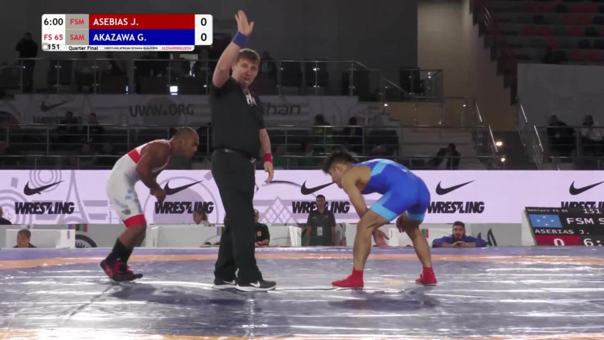 Junjun ASEBIAS (FSM) vs. Gaku AKAZAWA (SAM) | 2024 Seniors African and ...