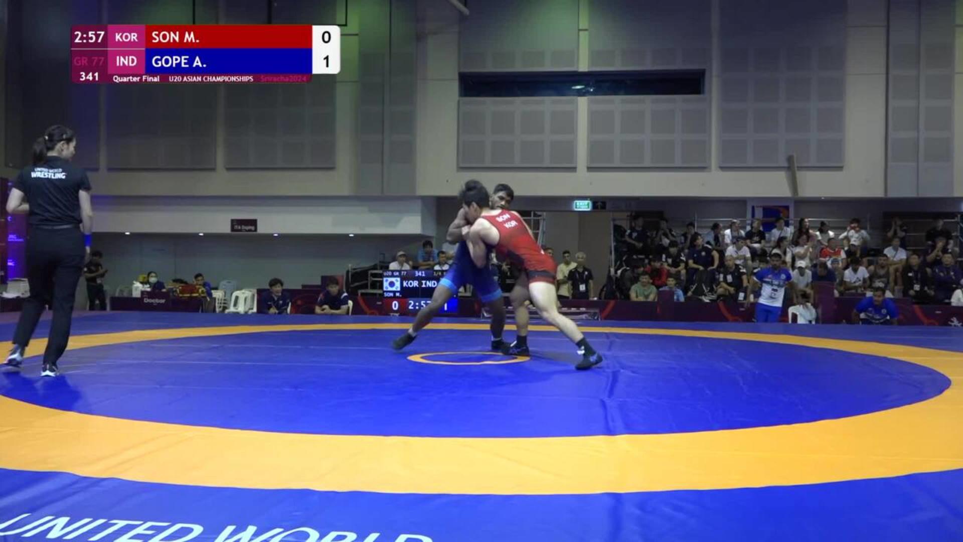 Minsung SON (KOR) vs. Amit Kumar GOPE (IND) | U20 ASIAN CHAMPIONSHIPS ...