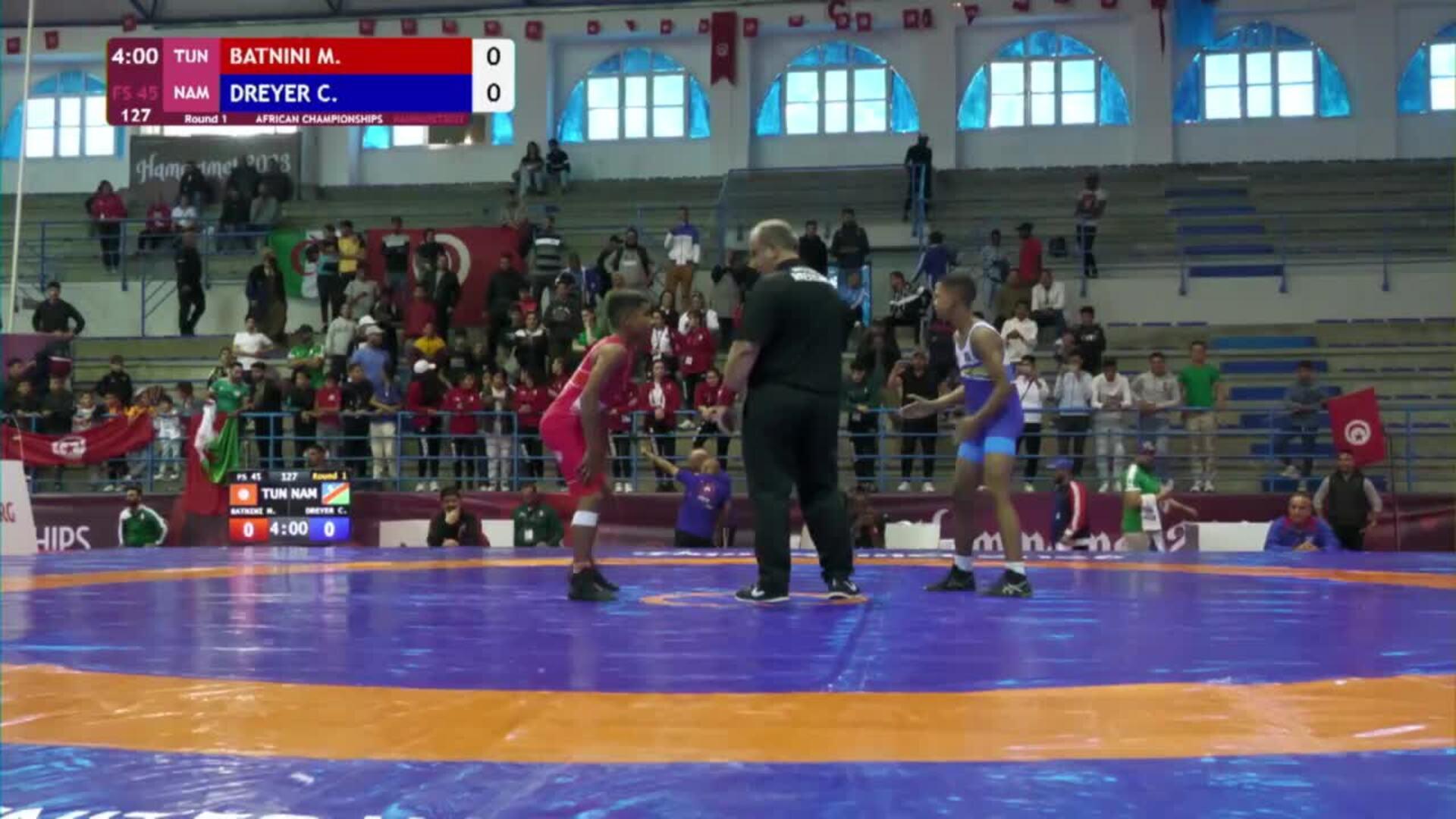 Round 1 • FS 45Kg • Mustapha BATNINI (TUN) vs. Calvin Kelly DREYER (NAM)