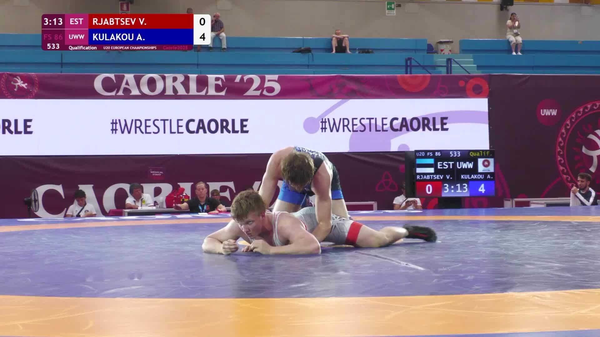 Vladislav RJABTSEV (EST) vs. Aliaksei KULAKOU (UWW) | U20 EUROPEAN ...