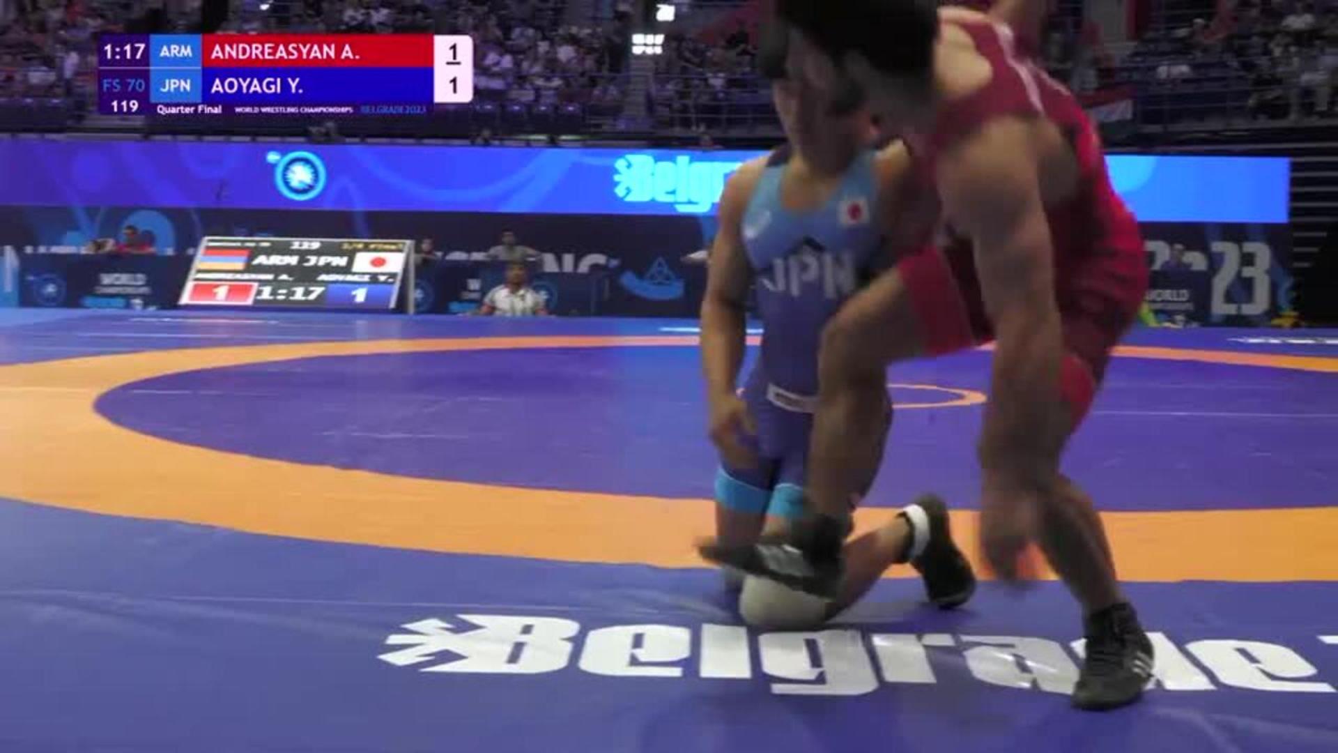 Arman ANDREASYAN (ARM) vs. Yoshinosuke AOYAGI (JPN) | Seniors World Championships 2023 | Quarter ...