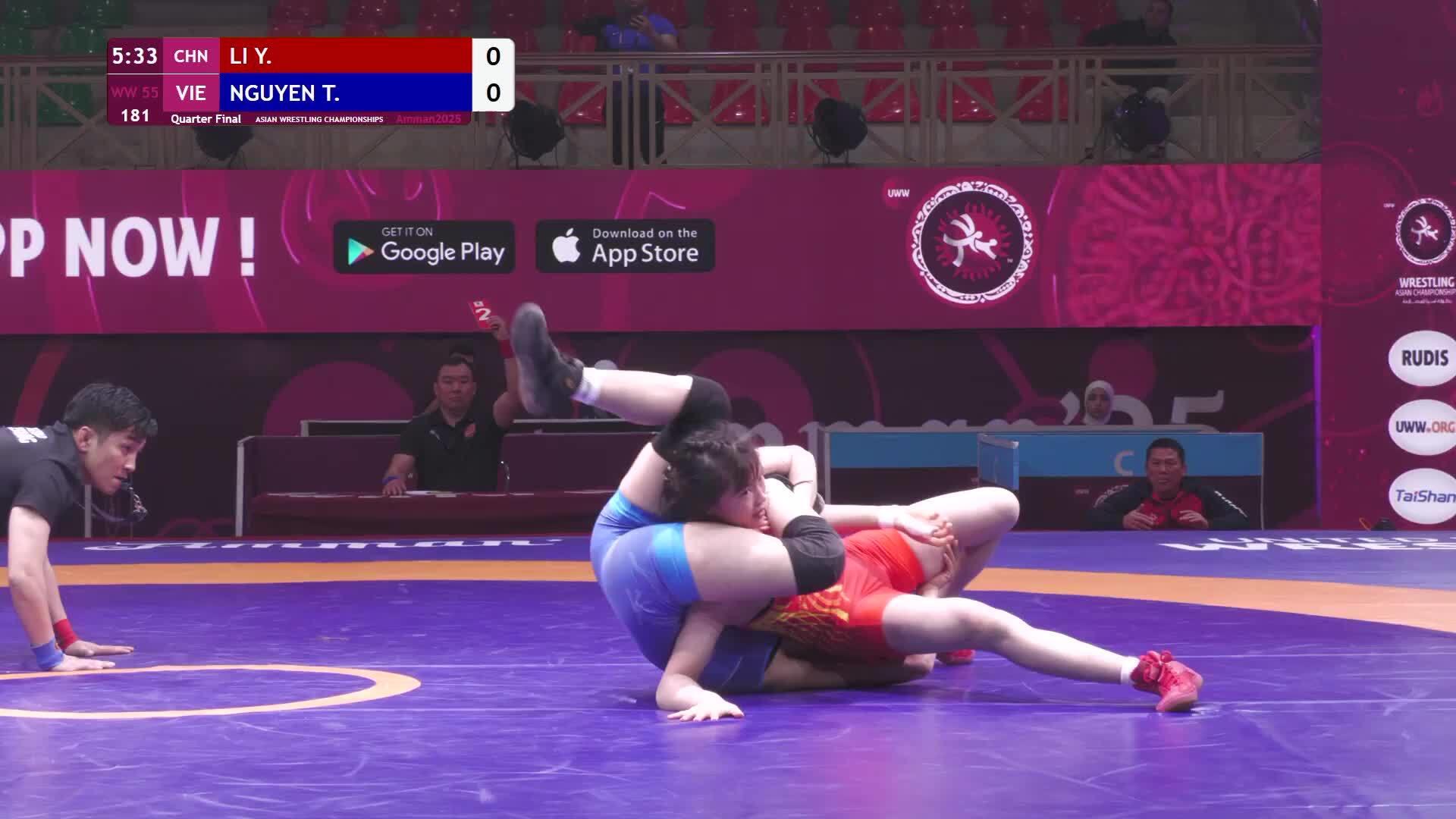 Yuxuan LI (CHN) vs. NGUYEN Thi My Trang (VIE) | ASIAN WRESTLING CHAMPIONSHIPS 2025 | Quarter ...