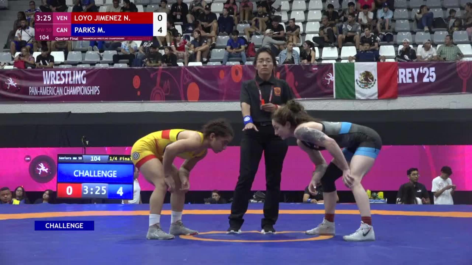 Nohalis Alejandra LOYO JIMENEZ (VEN) vs. Madison Bianca PARKS (CAN) | PANAMERICAN WRESTLING ...