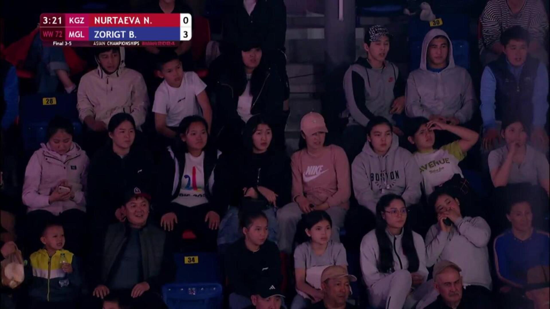 Nurzat NURTAEVA (KGZ) vs. Bolortungalag ZORIGT (MGL) | 2024 Seniors Asian Championships | Bronze ...