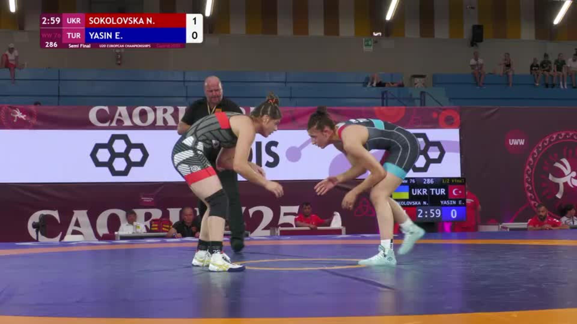 Nadiia SOKOLOVSKA (UKR) vs. Elmira YASIN (TUR) | U20 EUROPEAN CHAMPIONSHIPS 2025 | Semi Final ...