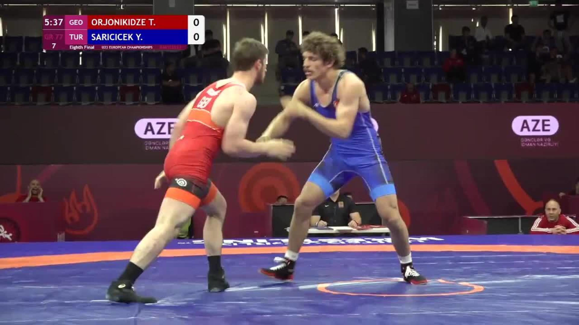 Temuri ORJONIKIDZE (GEO) vs. Yuksel SARICICEK (TUR) | U23 EUROPEAN ...