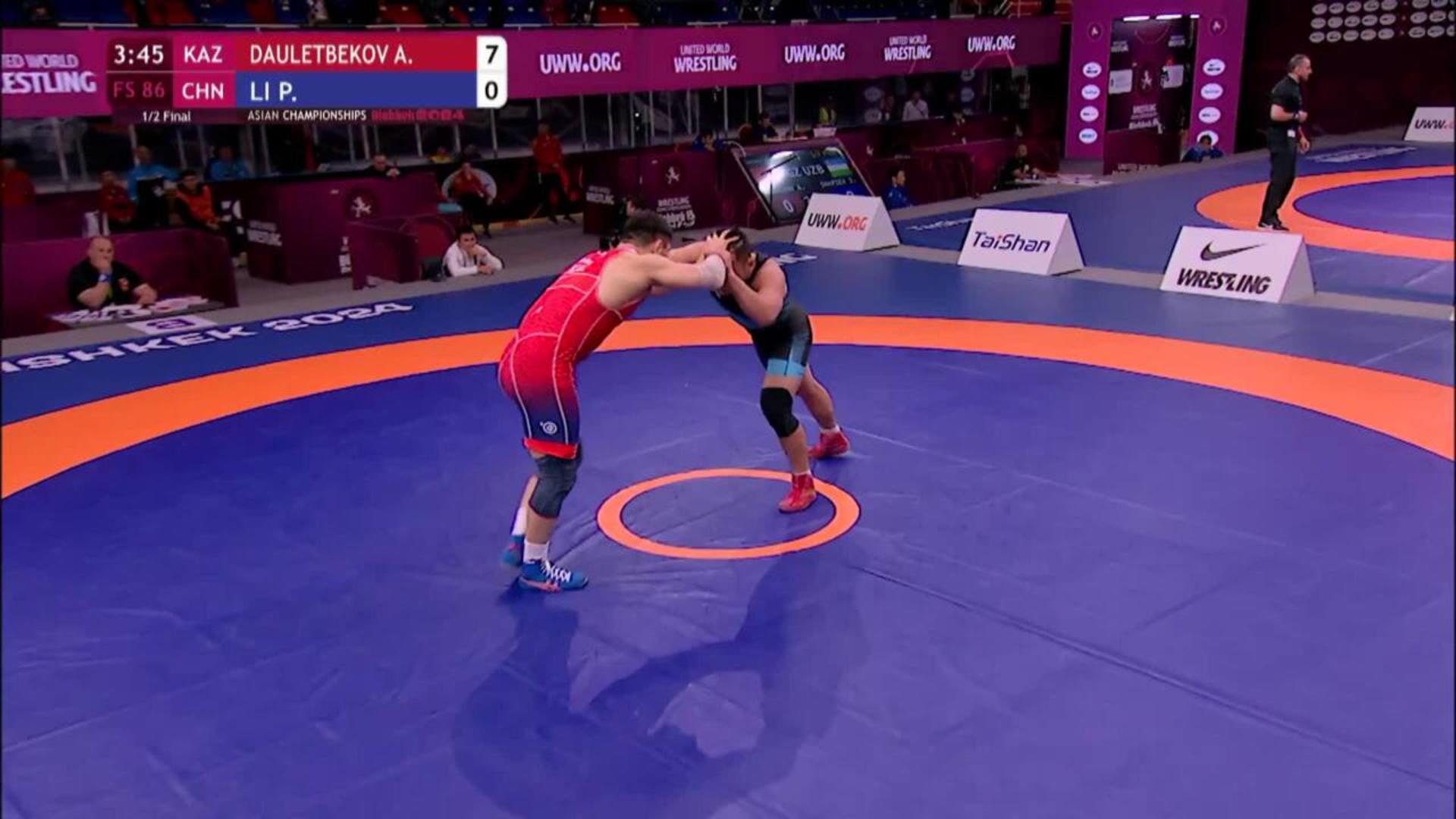 Azamat DAULETBEKOV (KAZ) vs. Peilong LI (CHN) | 2024 Seniors Asian ...