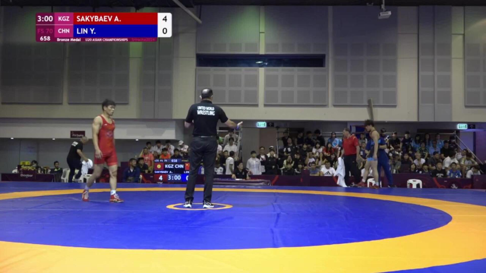 Aden SAKYBAEV (KGZ) vs. Youhua LIN (CHN) | U20 ASIAN CHAMPIONSHIPS 2024 ...
