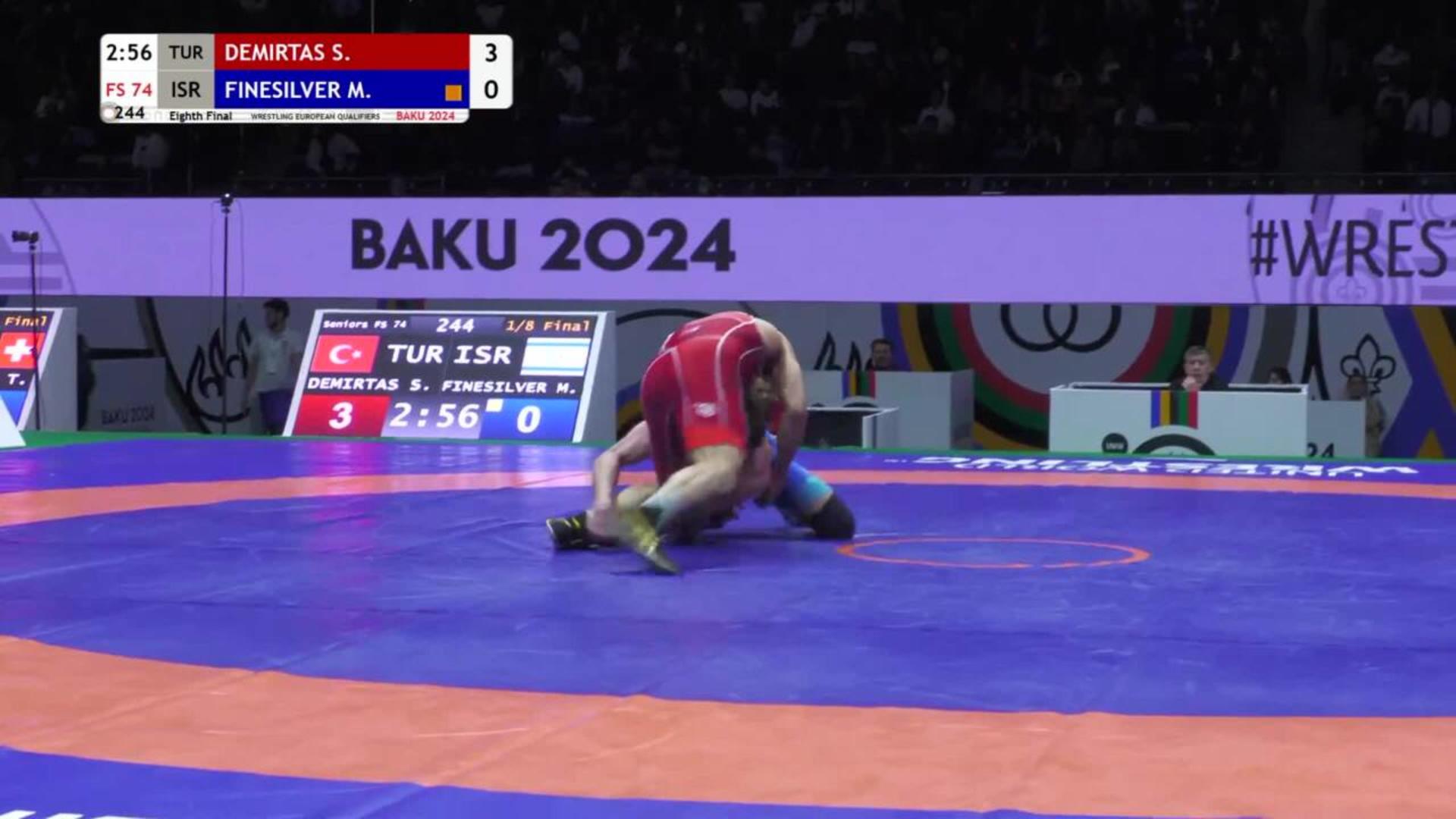 Soner DEMIRTAS (TUR) vs. Mitchell Louis FINESILVER (ISR) | Wrestling European Qualifiers 2024 ...