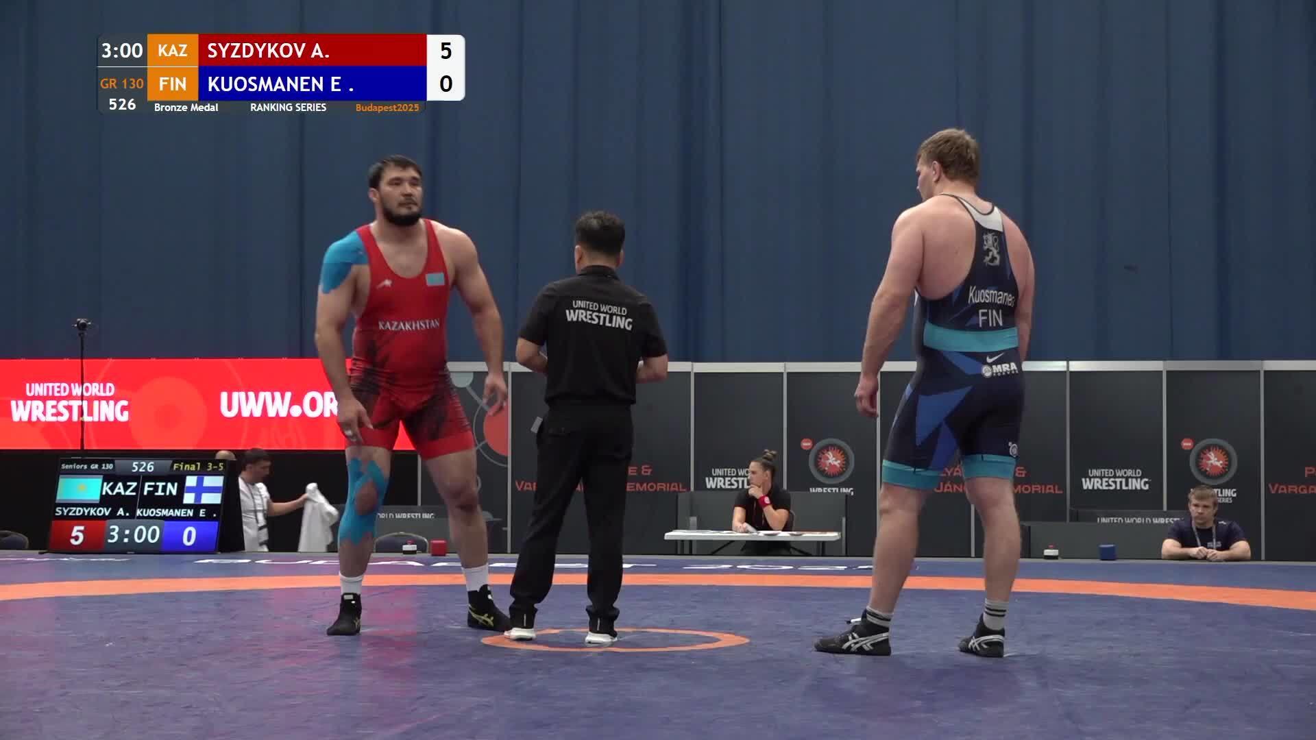 Alimkhan SYZDYKOV (KAZ) vs. Elias KUOSMANEN (FIN) | RANKING SERIES 2025 | Bronze Medal | GR 130Kg