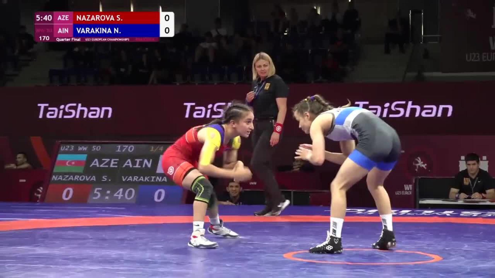 Shahana NAZAROVA (AZE) vs. Natallia VARAKINA (AIN) | U23 EUROPEAN ...