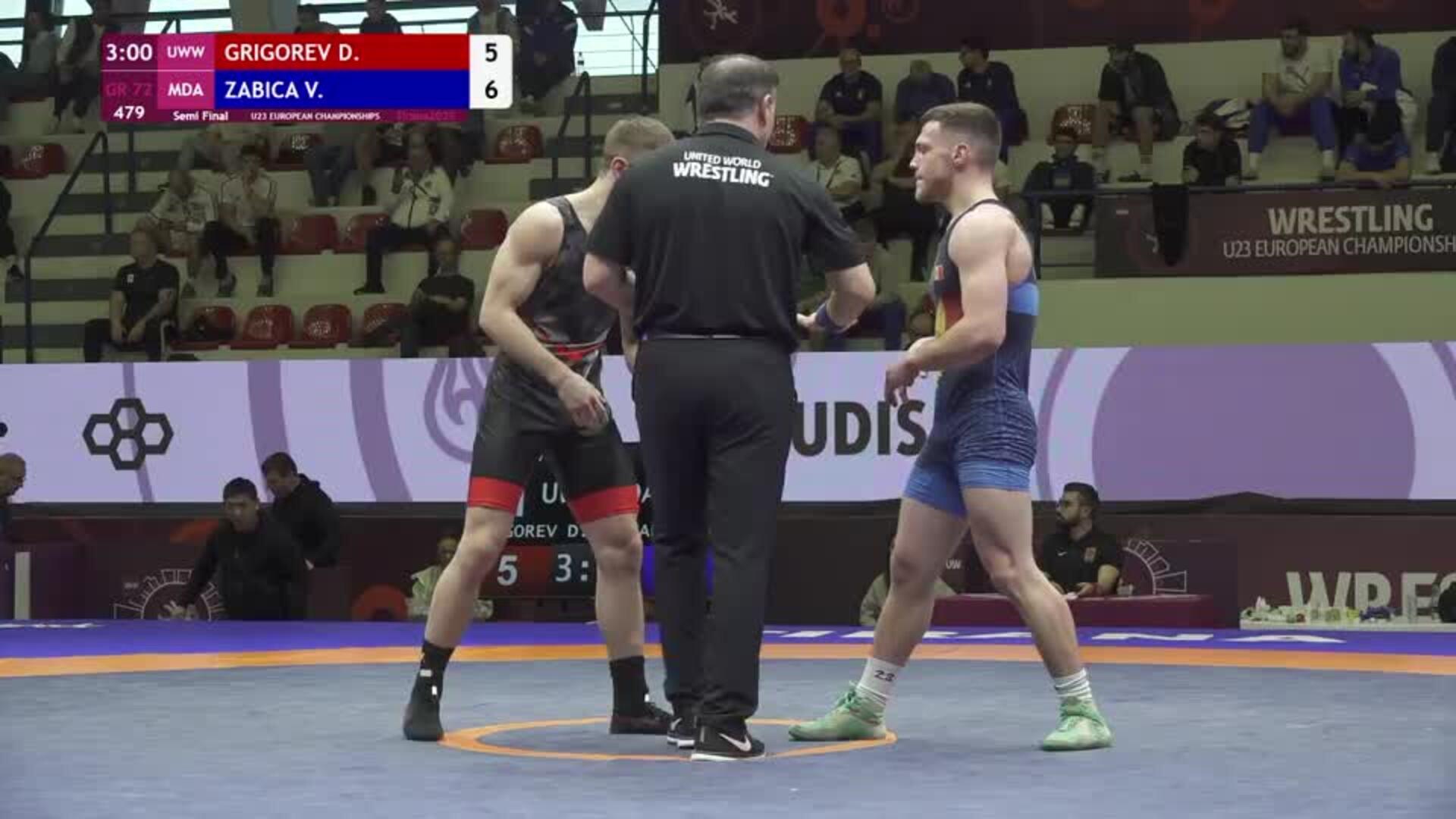 Danil GRIGOREV (UWW) vs. Vasile ZABICA (MDA) | U23 EUROPEAN CHAMPIONSHIPS 2025 | Semi Final | GR ...