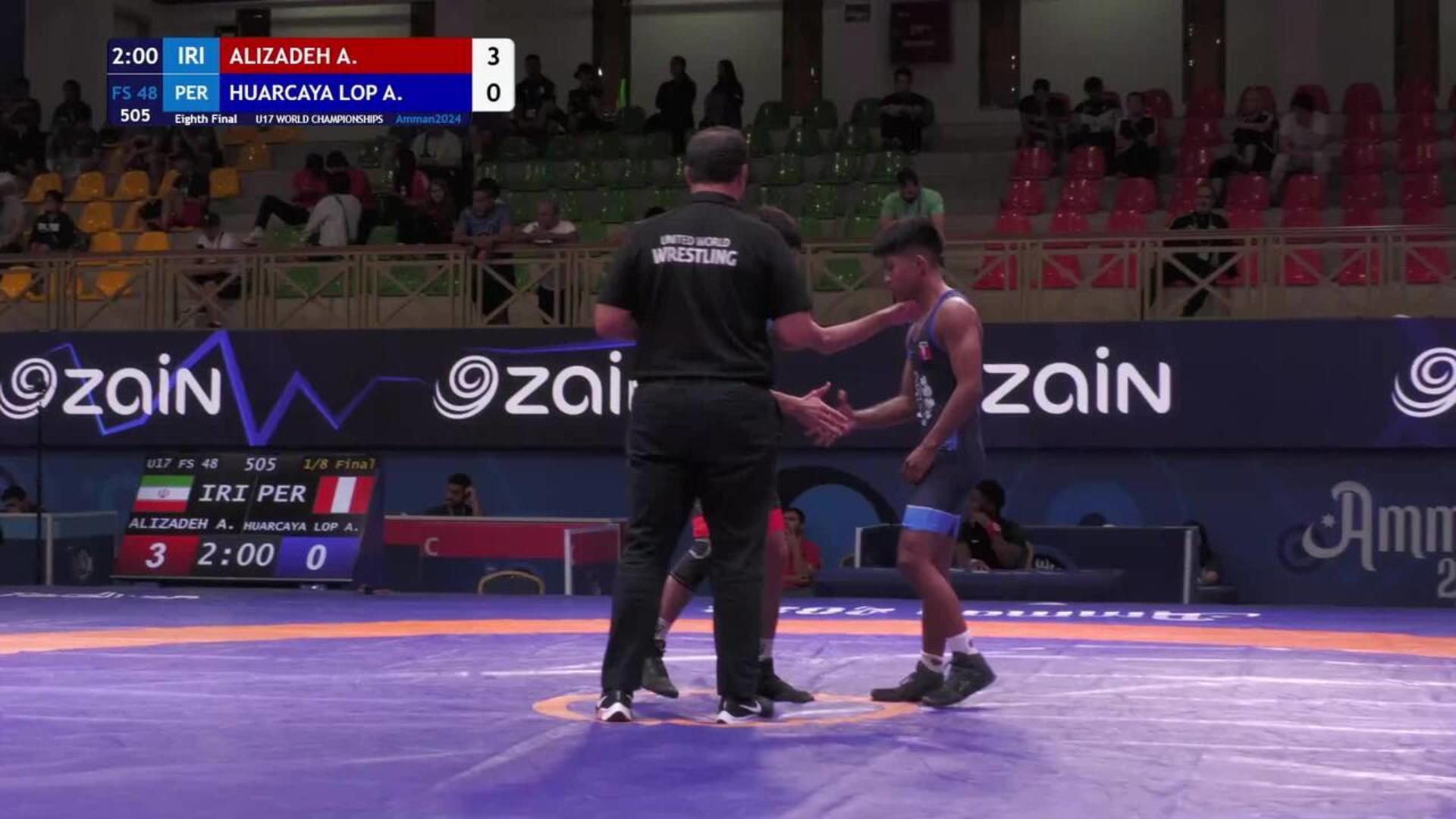 Amirabbas Zolfali ALIZADEH (IRI) vs. Andre Yohao HUARCAYA LOPEZ (PER ...