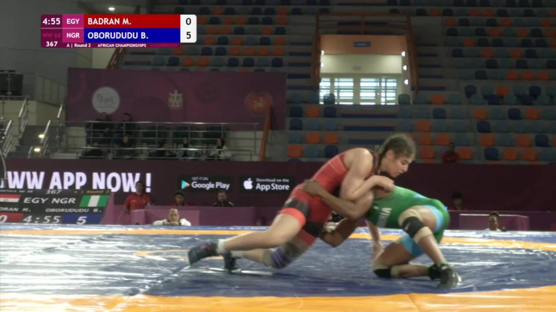 Menatalla Ahmed Osman Mostafa BADRAN (EGY) vs. Blessing OBORUDUDU (NGR ...