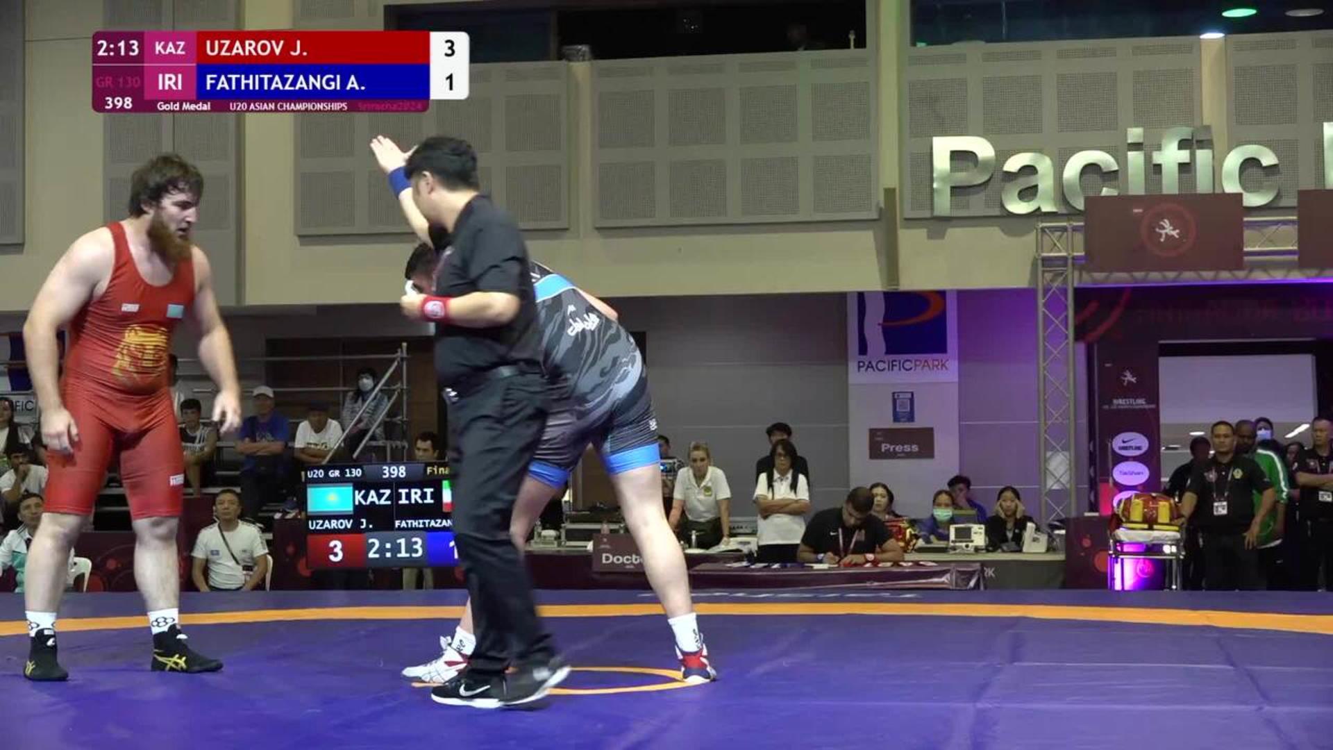 Jokhar UZAROV (KAZ) vs. Abolfazl Gholamhossein FATHITAZANGI (IRI) | U20 ...