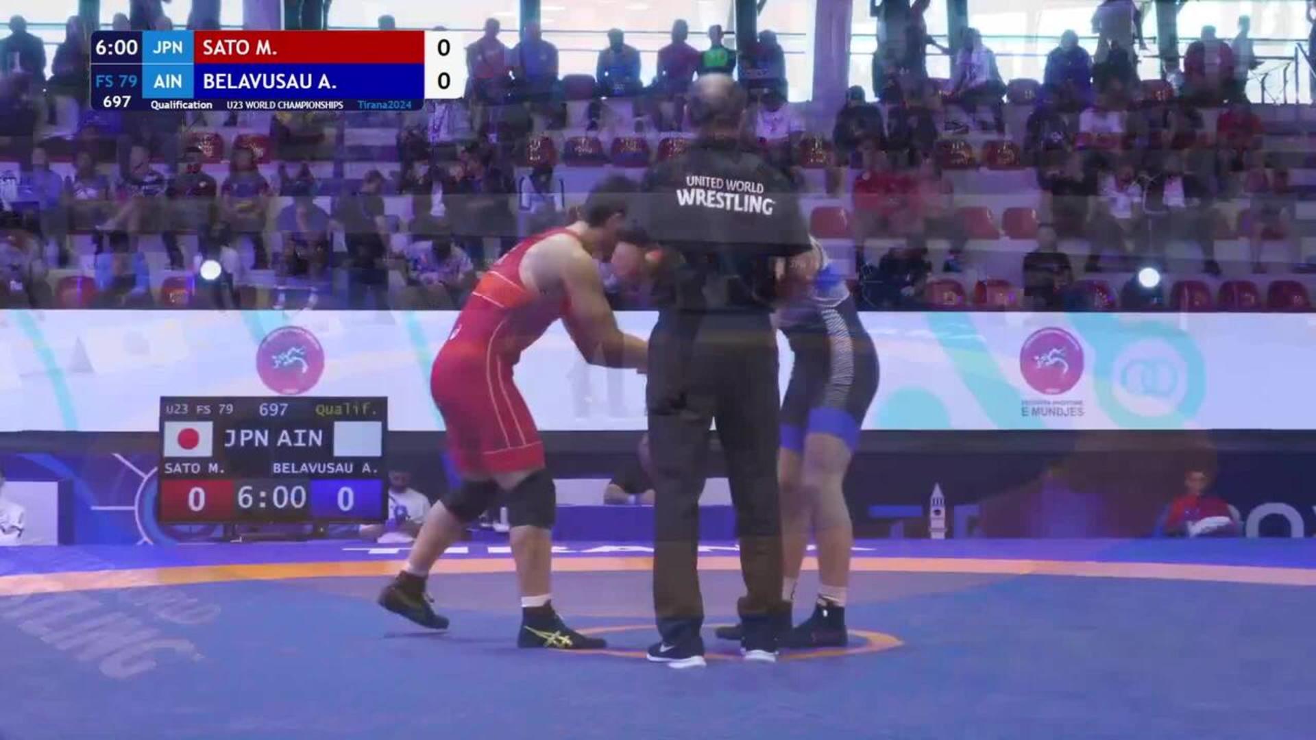 Masaki SATO (JPN) vs. Artsiom BELAVUSAU (AIN) | 2024 U23 World ...