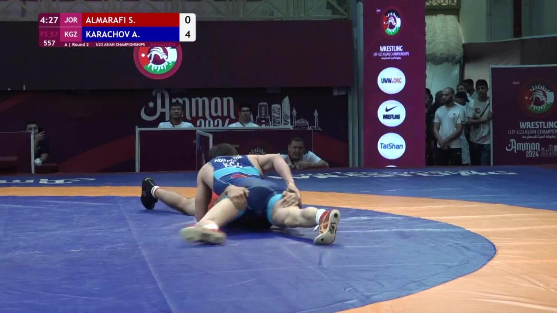 Suhib Ramzi Salah ALMARAFI (JOR) vs. Abdymalik KARACHOV (KGZ) | U23 ...