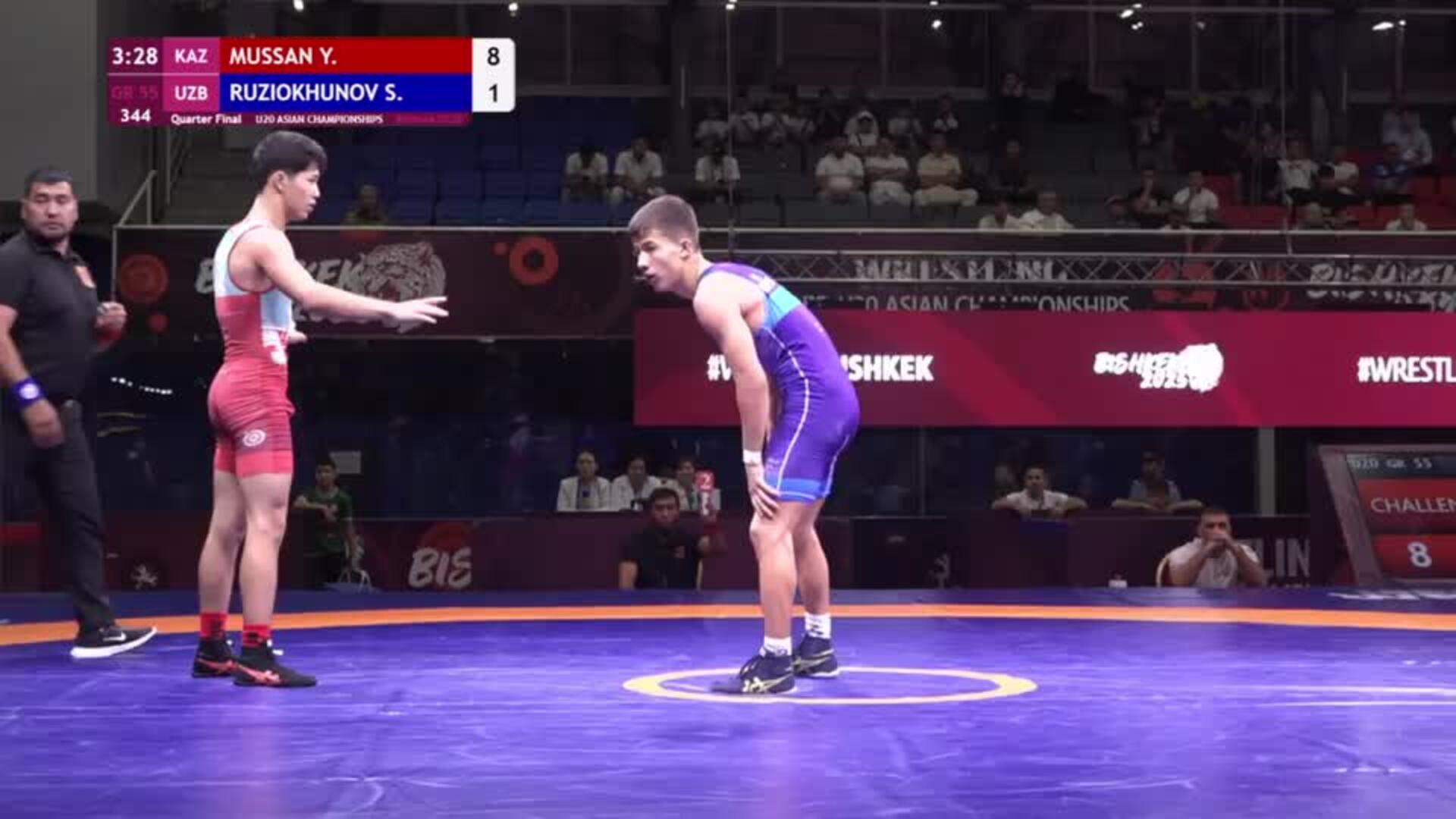 Yerassyl MUSSAN (KAZ) vs. Shakhzod RUZIOKHUNOV (UZB) | U20 ASIAN ...