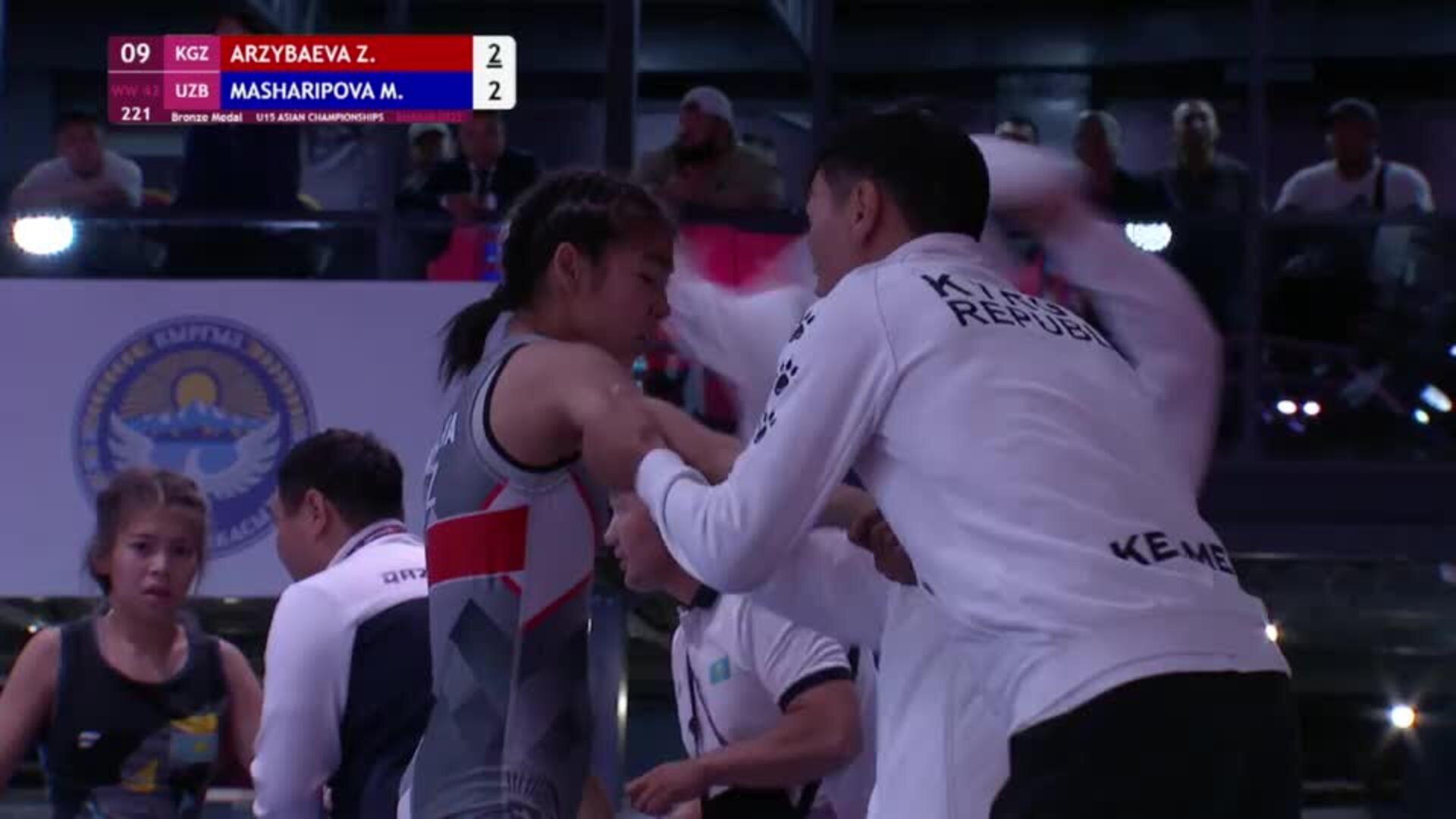 Zhasmina ARZYBAEVA (KGZ) vs. Mukhlisa MASHARIPOVA (UZB) | U15 ASIAN CHAMPIONSHIPS 2025 | Bronze ...