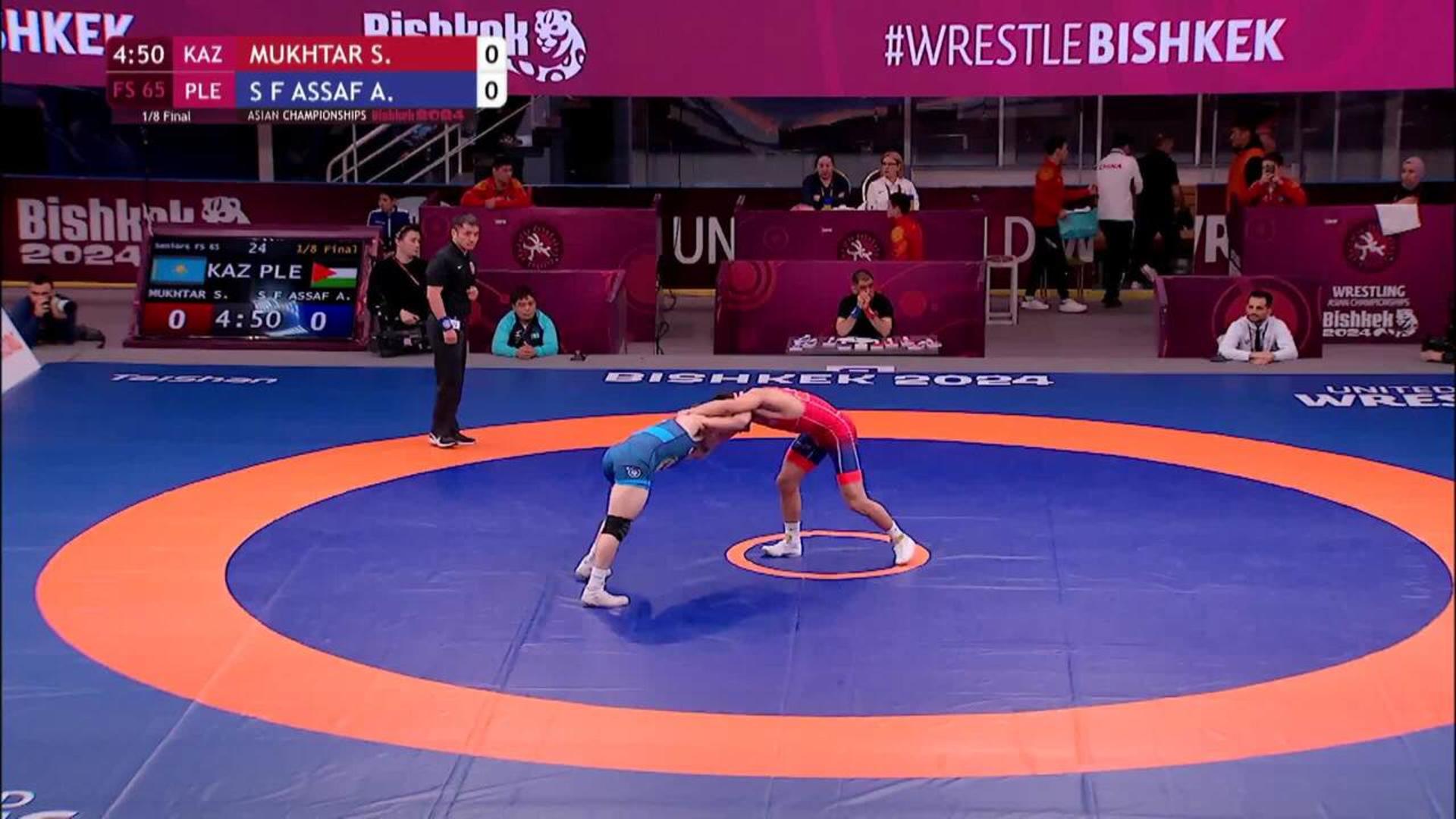 Sanzhar MUKHTAR (KAZ) vs. Abdullah S F ASSAF (PLE) | 2024 Seniors Asian ...