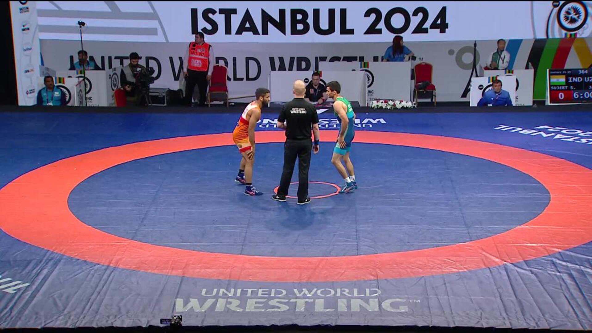 Sujeet SUJEET (IND) vs. Umidjon JALOLOV (UZB) | 2024 World OG Qualifier ...