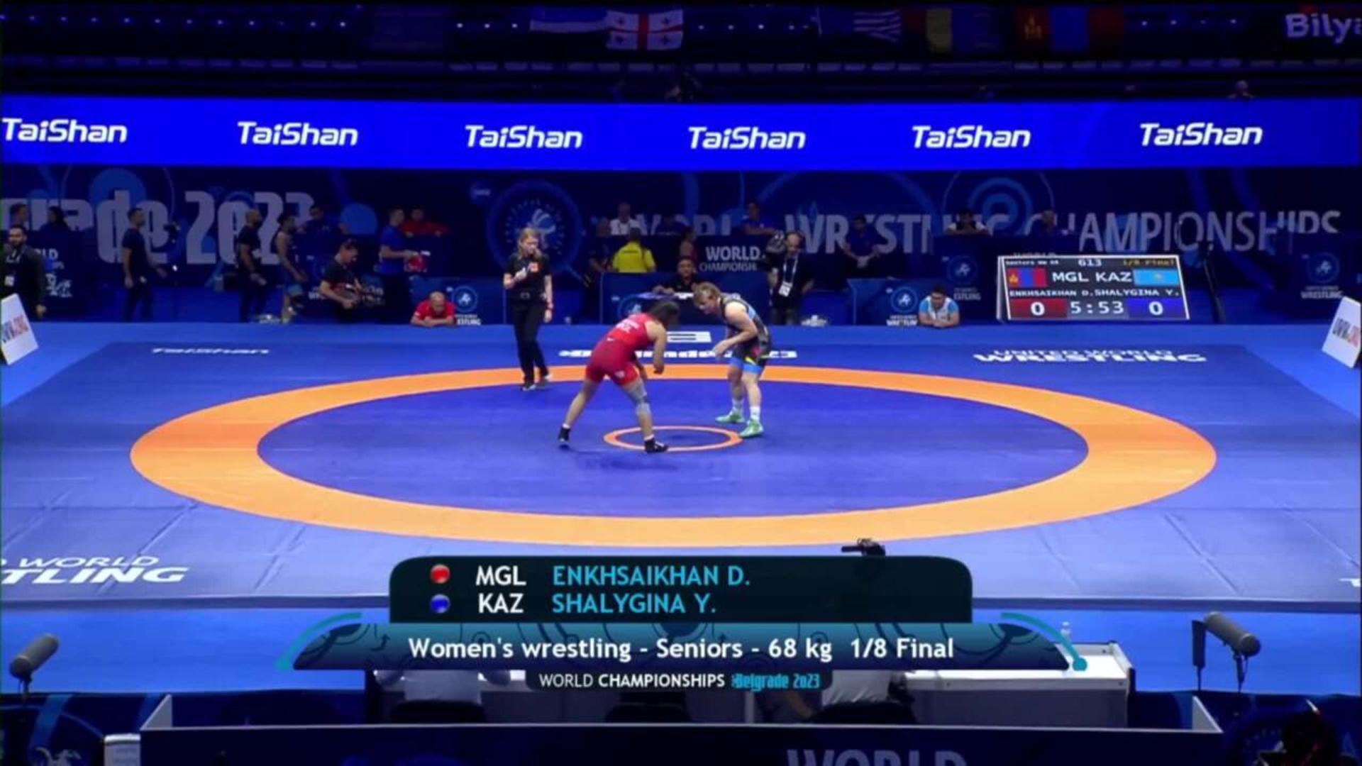 Delgermaa ENKHSAIKHAN (MGL) vs. Yelena SHALYGINA (KAZ) | Seniors World Championships 2023 ...