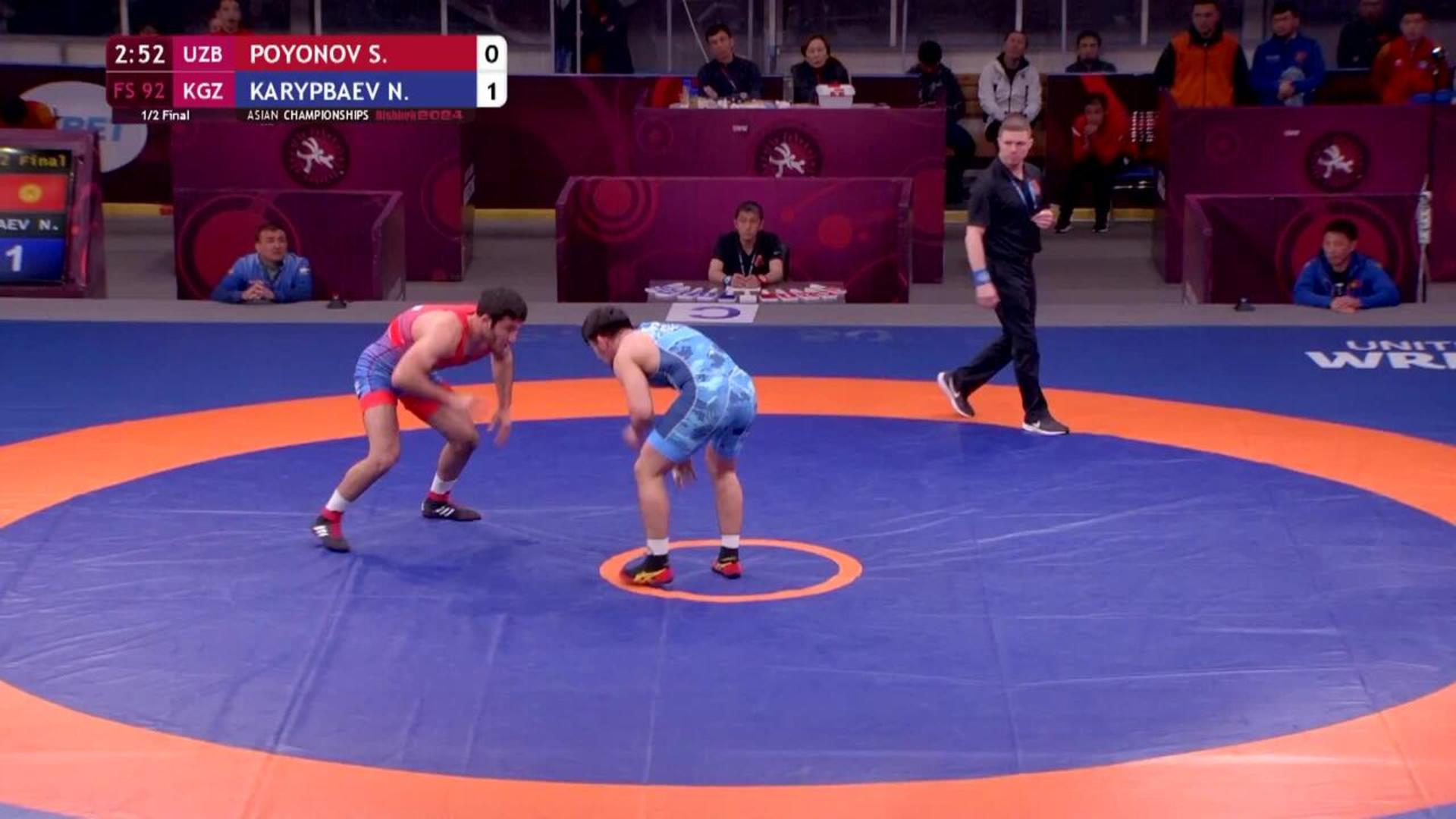 Sherzod POYONOV (UZB) vs. Nurtilek KARYPBAEV (KGZ) | 2024 Seniors Asian ...