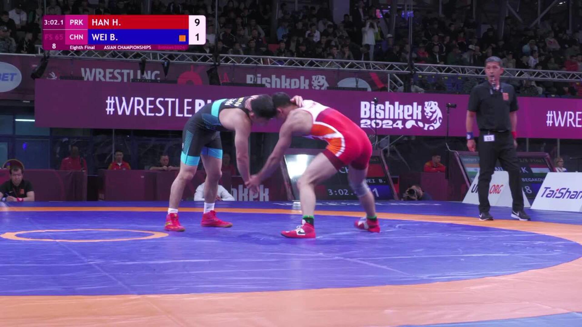 Hyon Song HAN (PRK) vs. Baowen WEI (CHN) | 2024 Seniors Asian ...