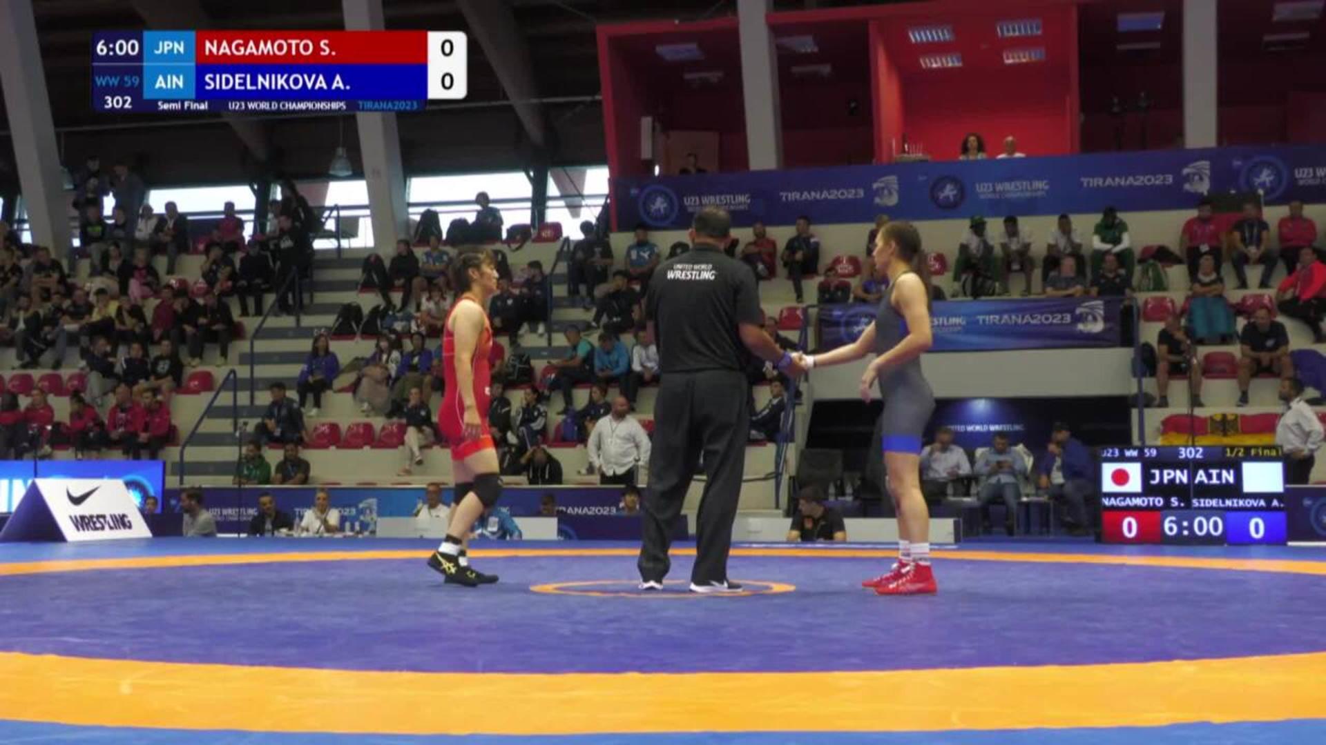 Sena NAGAMOTO (JPN) vs. Anastasiia SIDELNIKOVA (AIN) | U23 World Championships 2023 | Semi Final ...