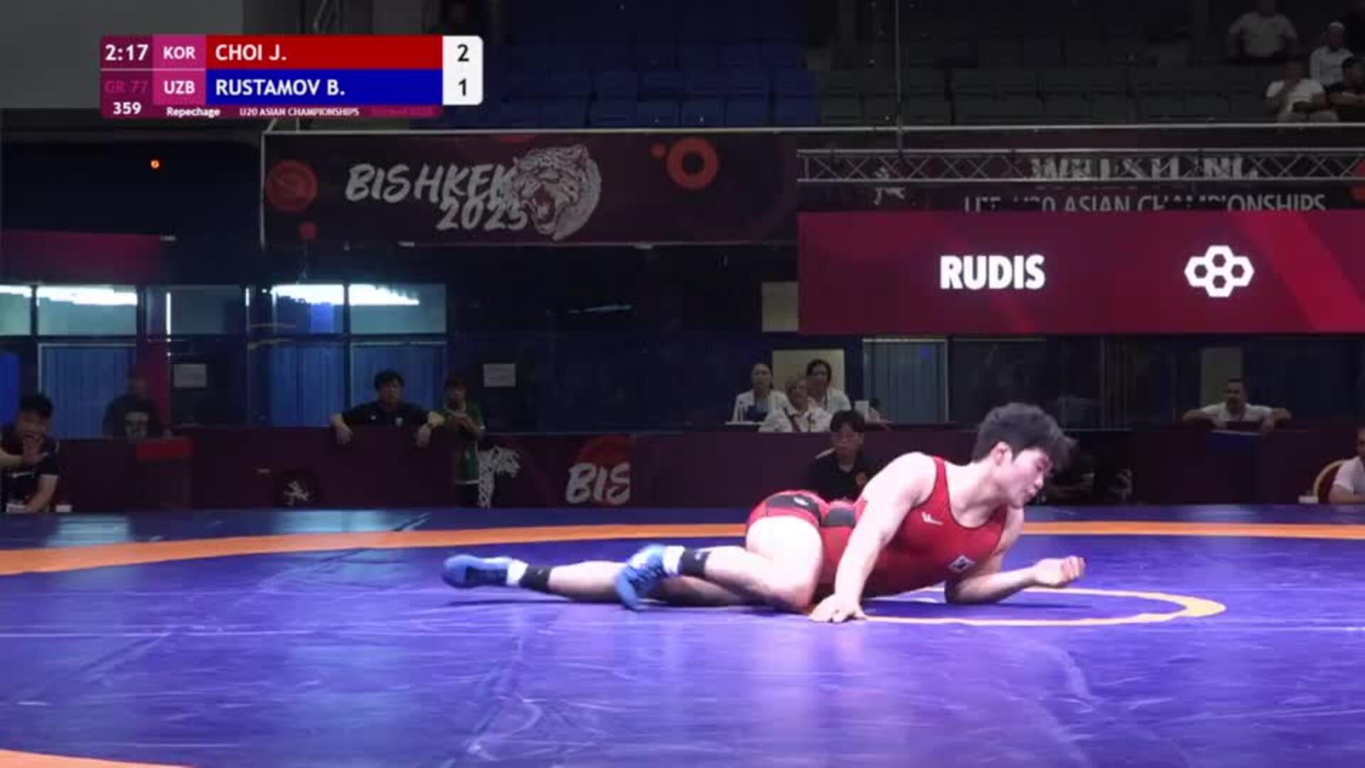 Juwan CHOI (KOR) vs. Bekmurod RUSTAMOV (UZB) | U20 ASIAN CHAMPIONSHIPS 2025 | Repechage | GR 77Kg